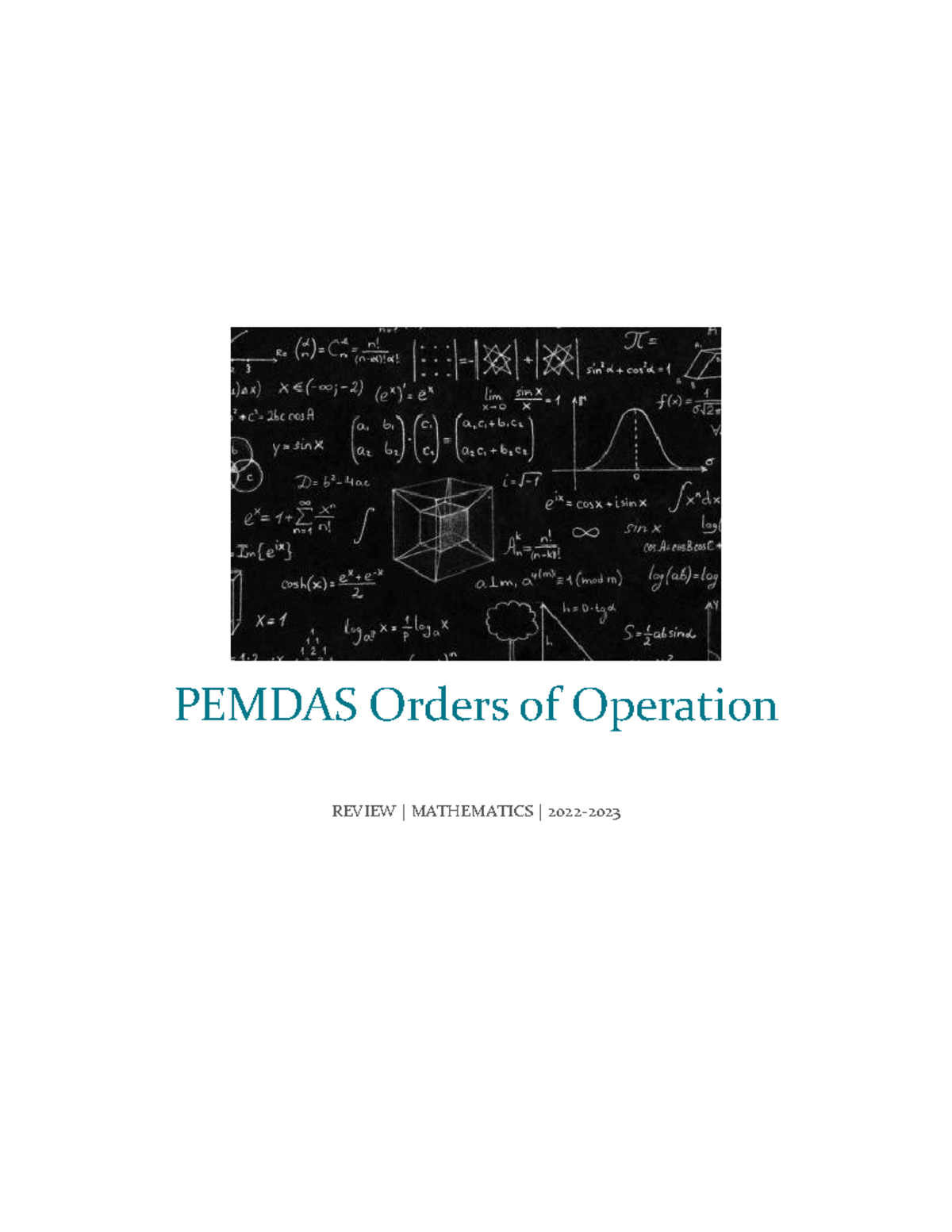 Orders of Operations - PEMDAS Orders of Operation REVIEW | MATHEMATICS ...