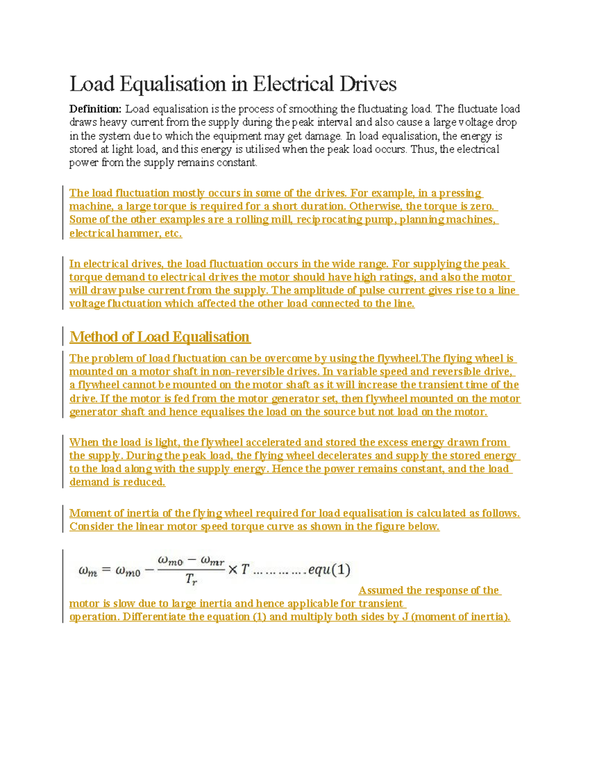 Loadequalisation - Report - Load Equalisation in Electrical Drives ...