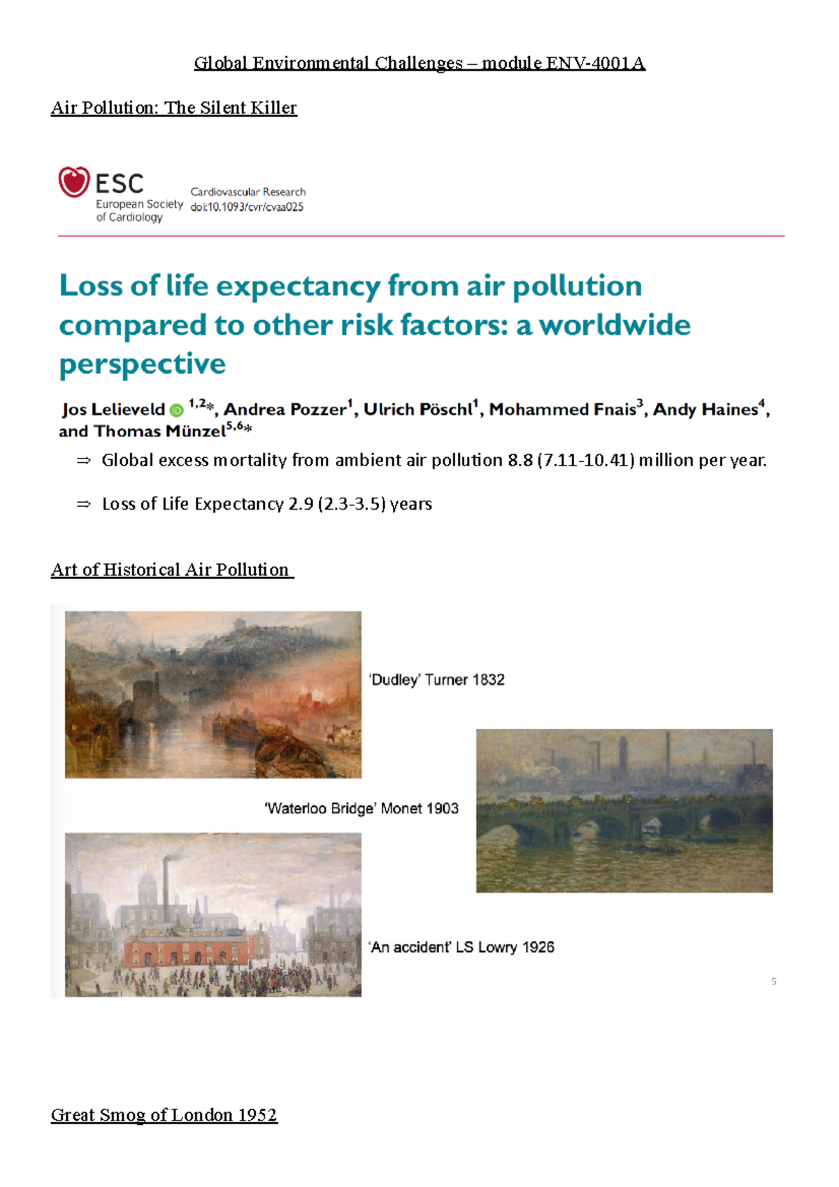 Air Pollution - Lecture notes 14 - ENV-4001A - UEA - Studocu