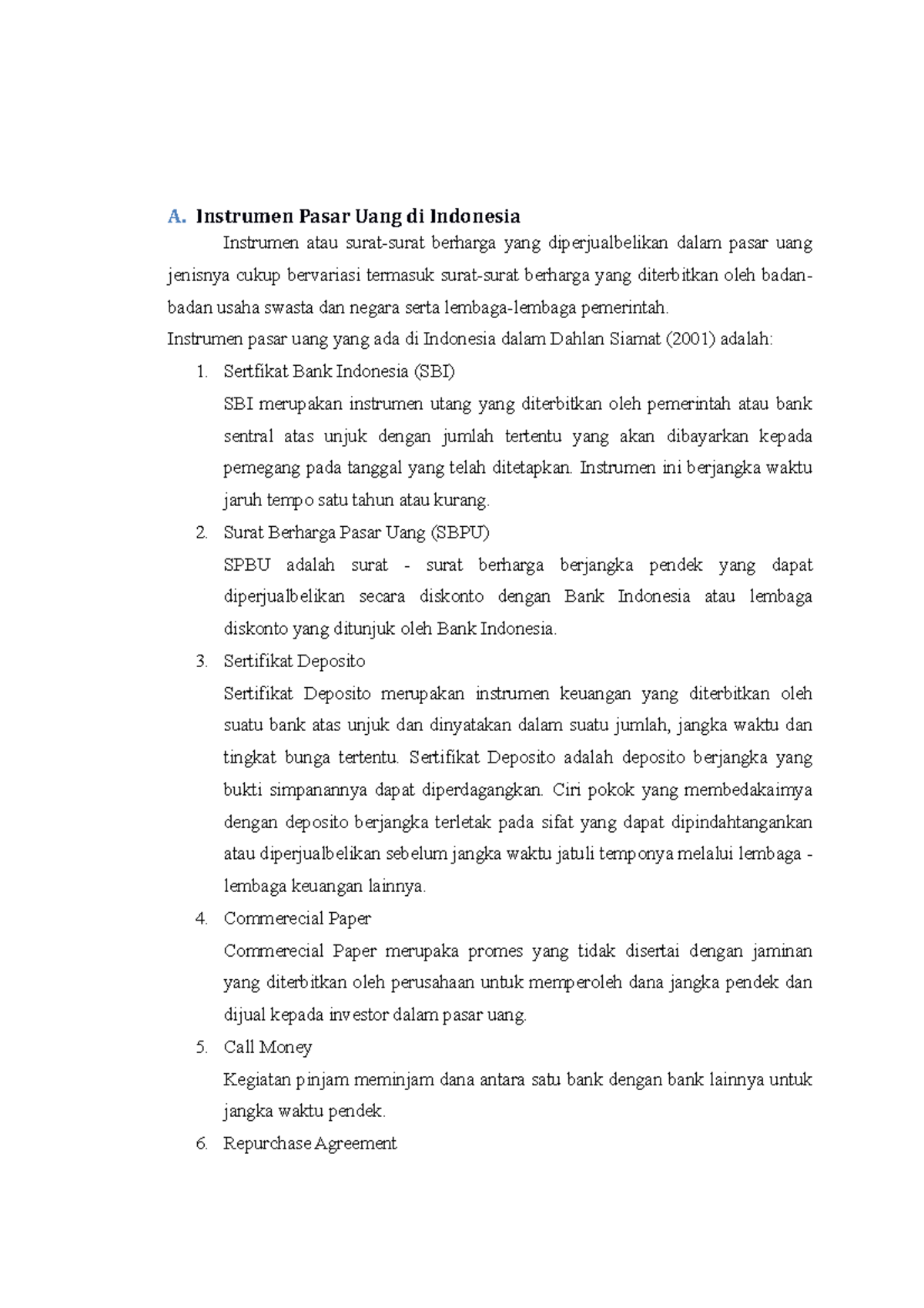Instrumen Pasar Uang di Indonesia - A. Instrumen Pasar Uang di ...