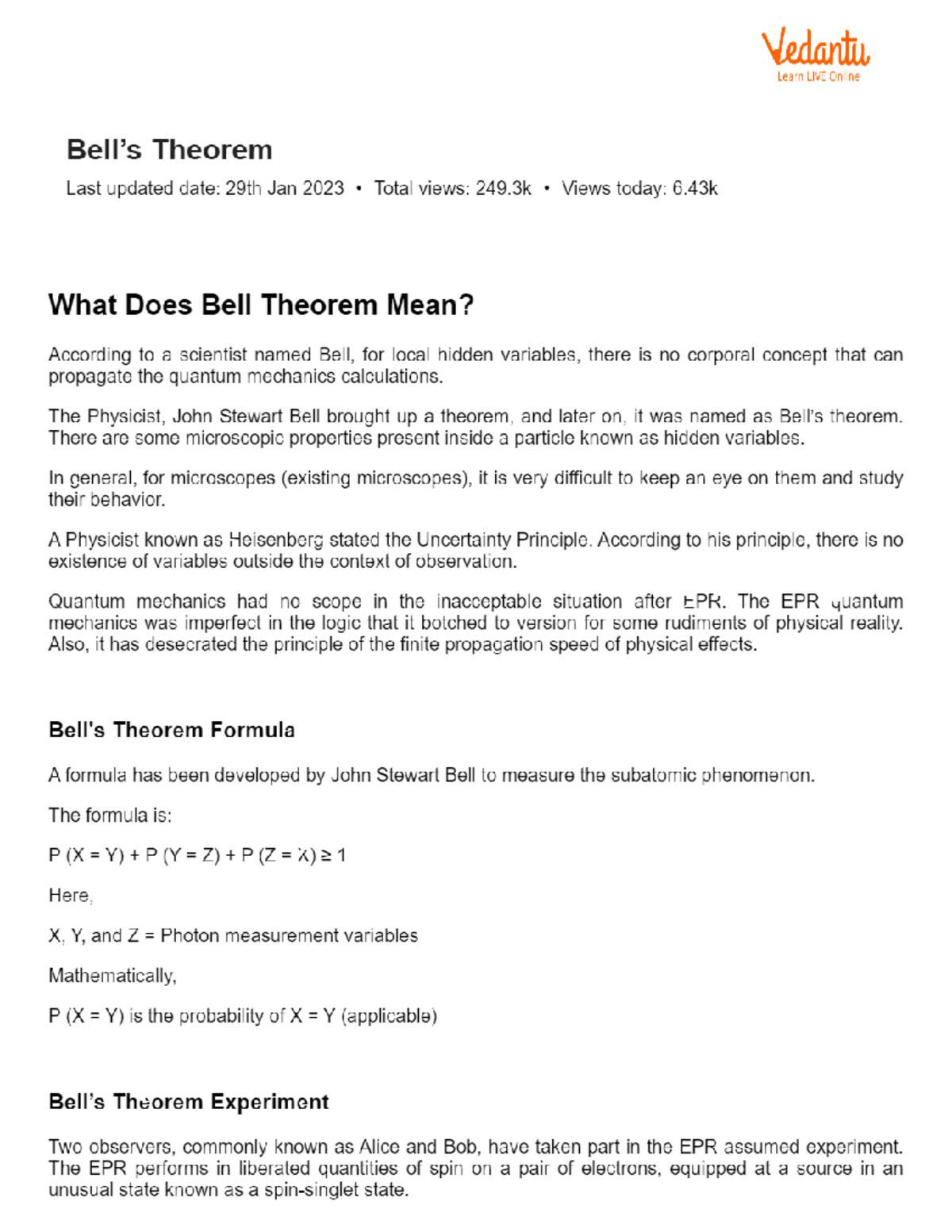 Bell’s Theorem - B.tech CSE - Studocu