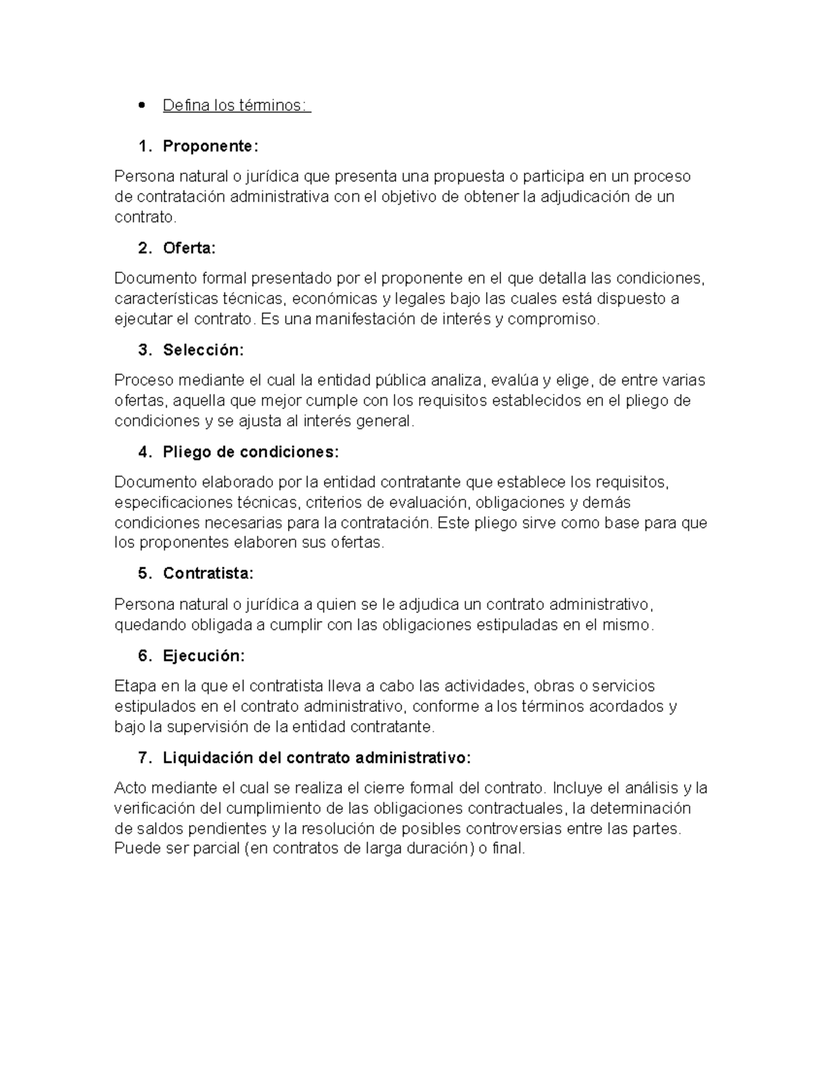 Contratacion PYP - Desarrollo - Defina los términos: Proponente ...