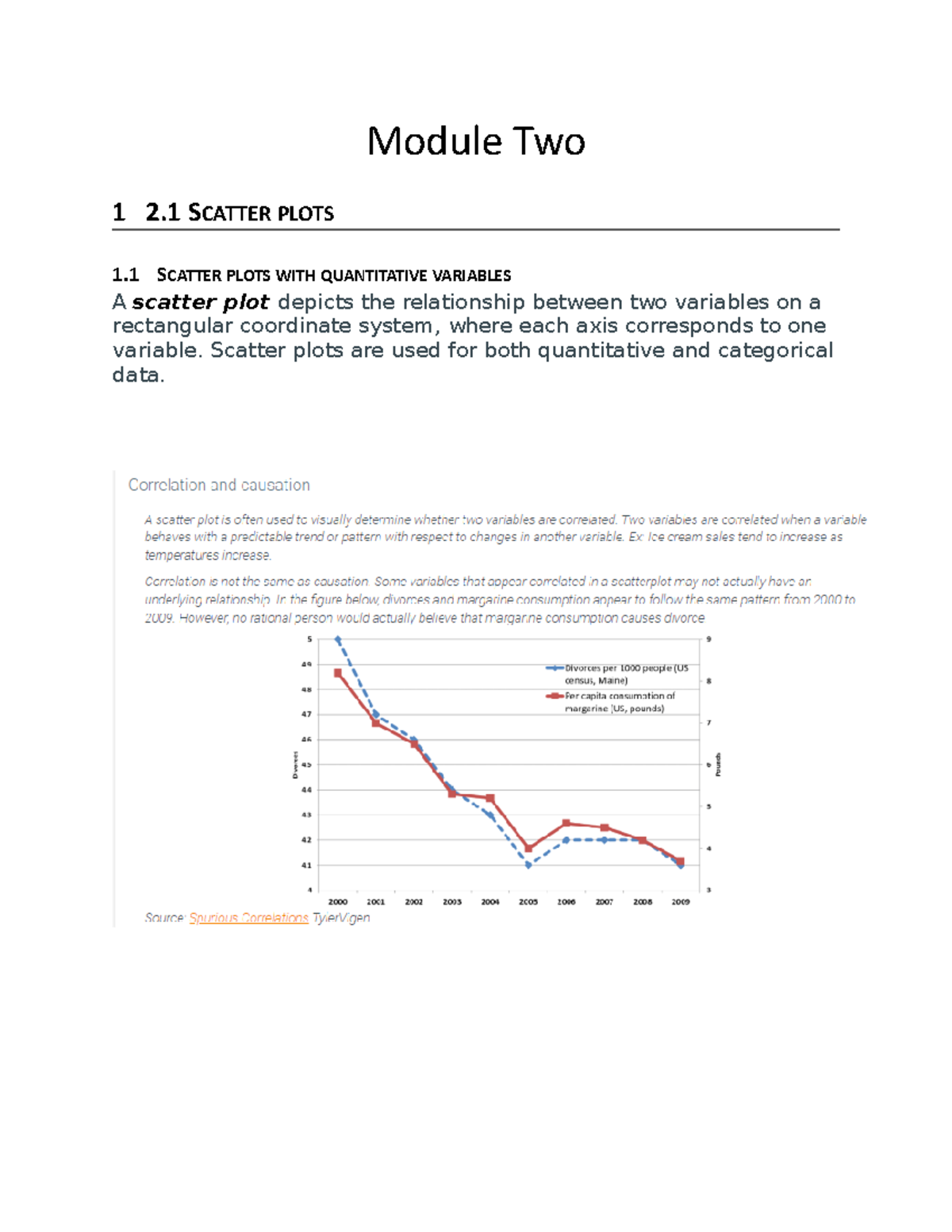 Module Two - 123 - Module Two 1 2 SCATTER PLOTS 1 SCATTER PLOTS WITH ...