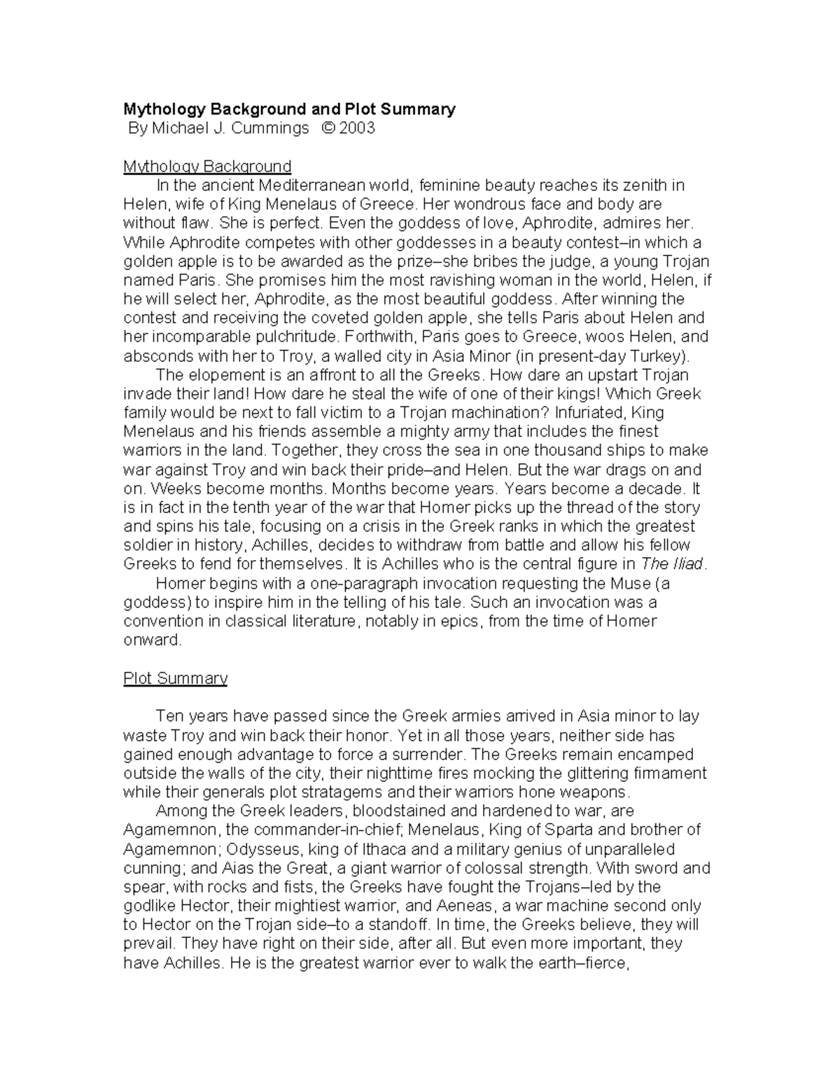 The-iliad-summary - Summary of the epic iliad - Mythology Background ...