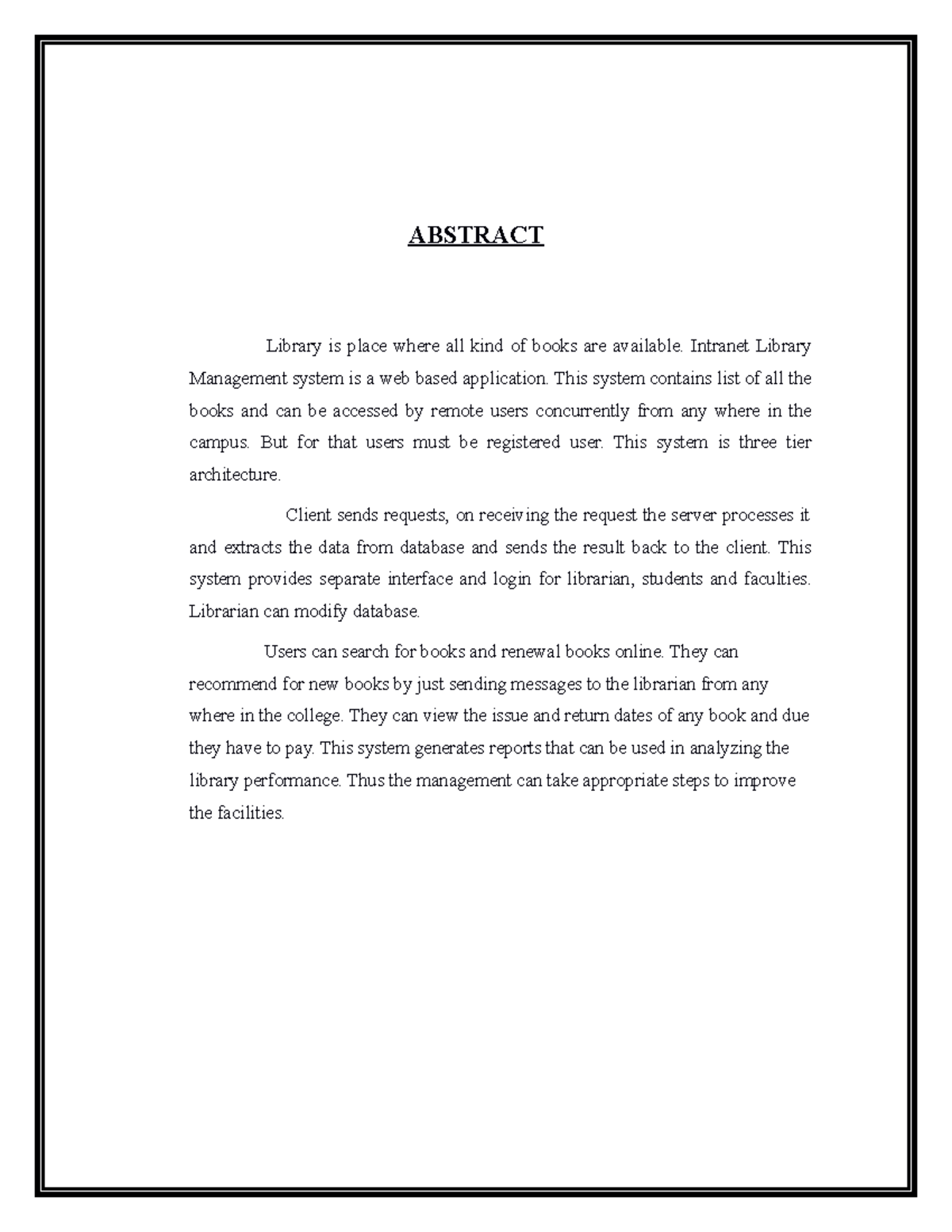 Library Management System project report - ABSTRACT Library is place ...