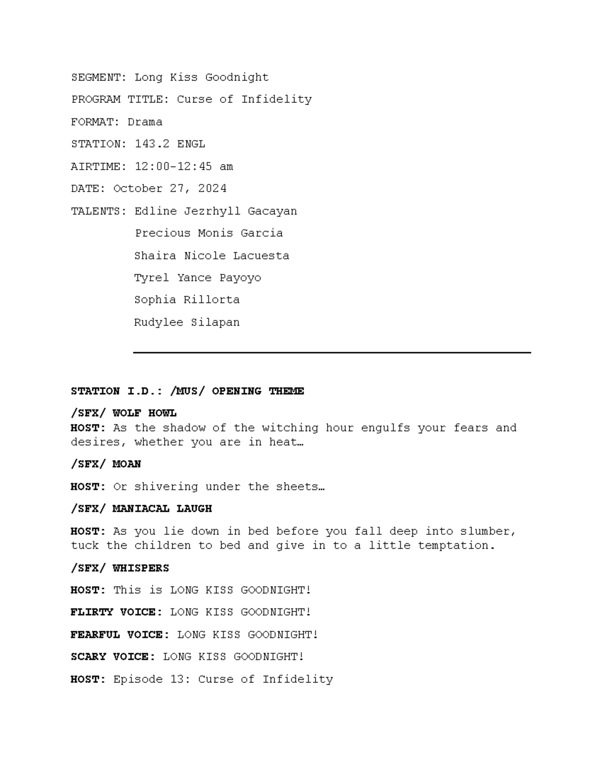 Long-Kiss-Goodnight - Script for Puppet Show - SEGMENT: Long Kiss ...