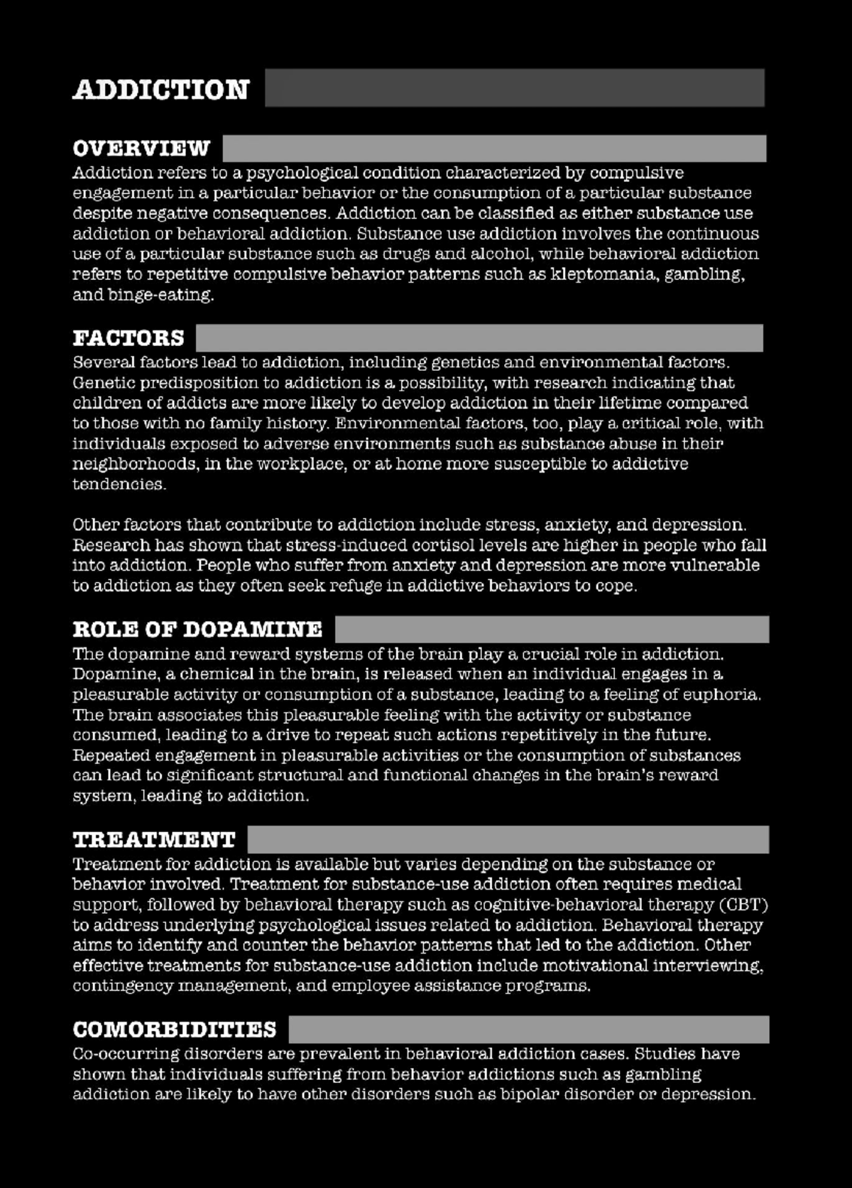 Addiction - Summary - PSY4030 - Studocu