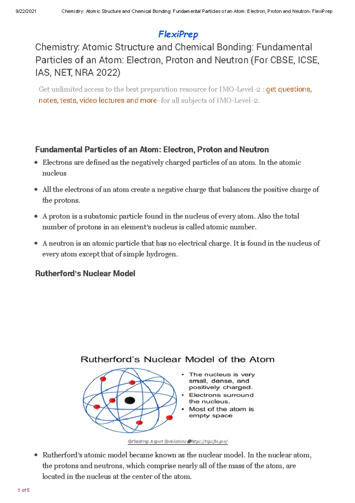 NIOS Chemistry Lesson 2 Atomic Structure And Chemical Bonding Part 1 ...