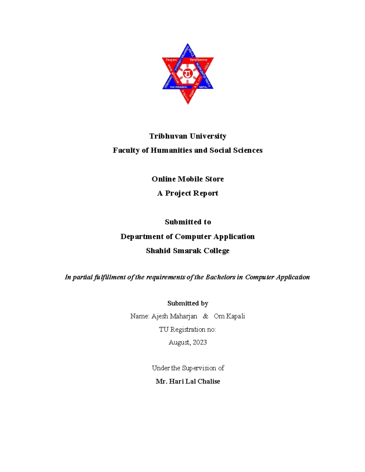 Documentation 22 - Final project - Tribhuvan University Faculty of ...