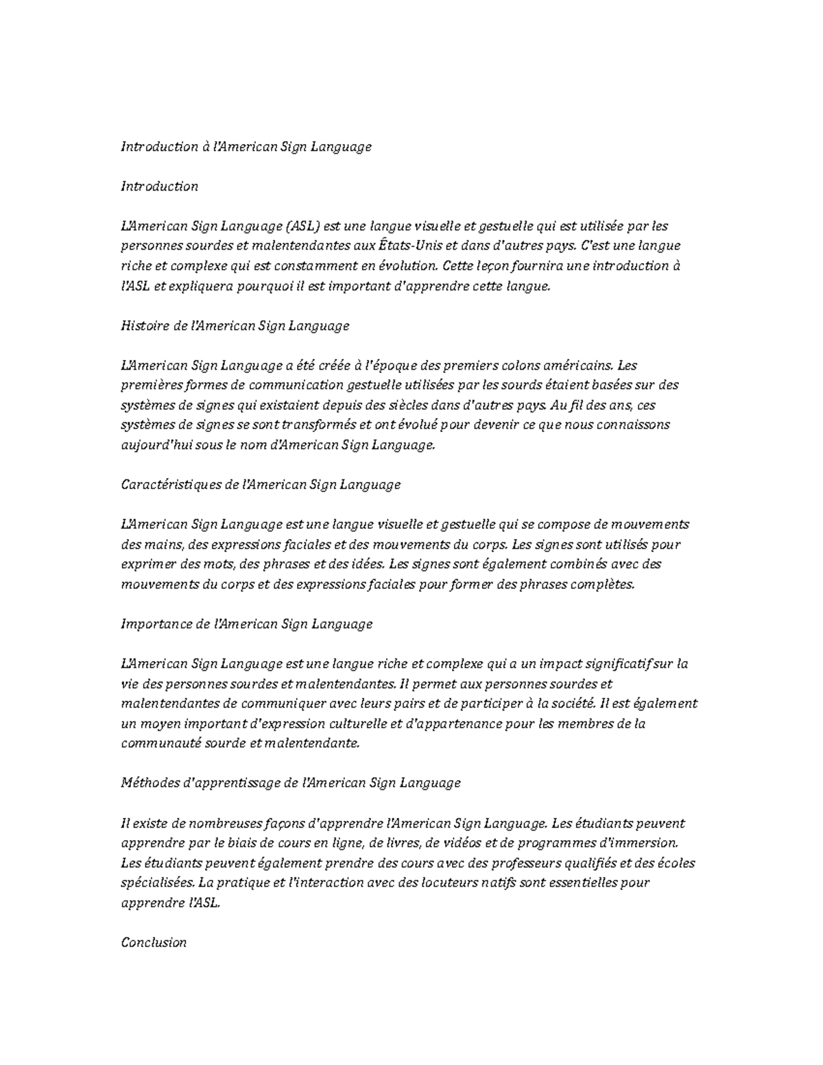 American Sign Language Study Notes - Introduction à l'American Sign ...