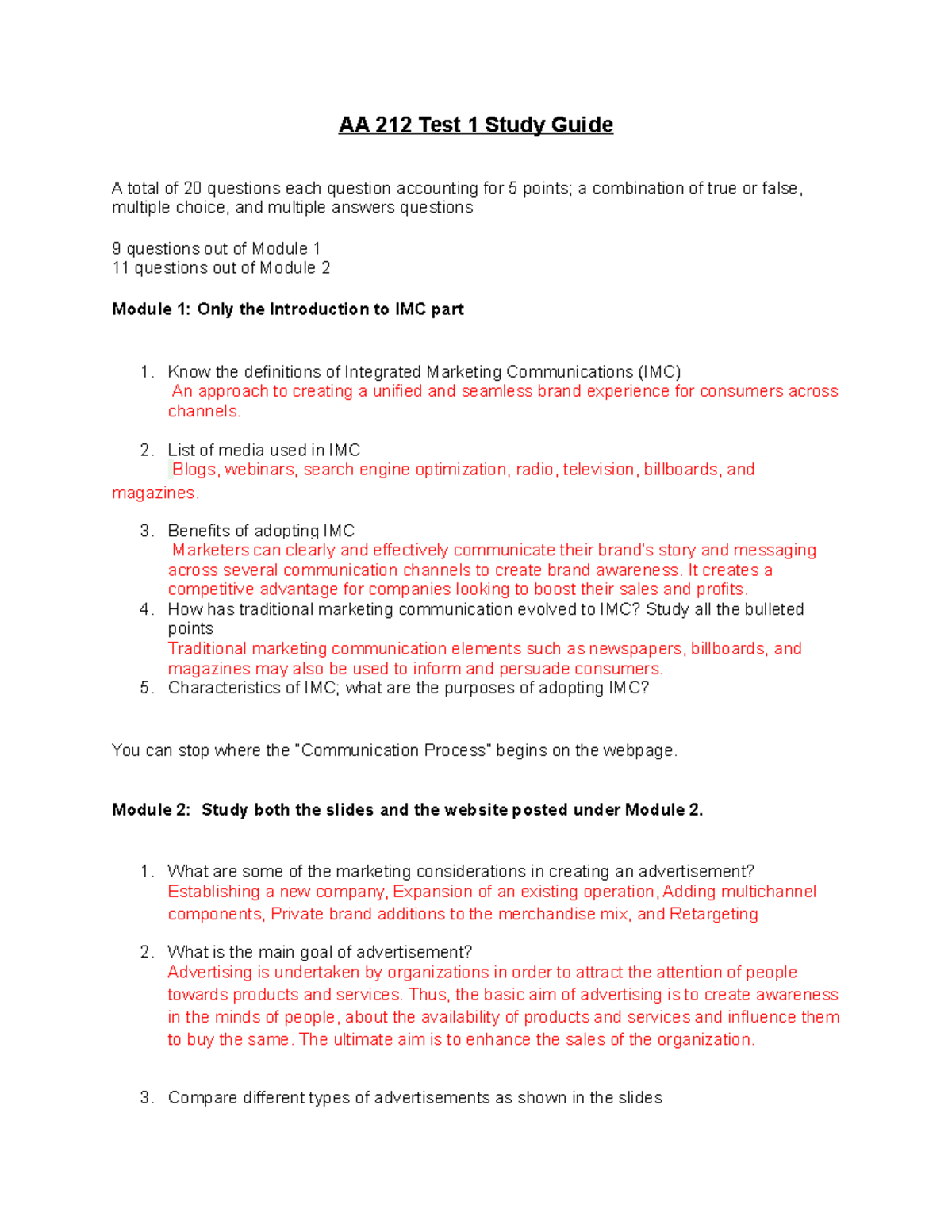 AA 212 Test 1 Study Guide - FD 307 - Studocu