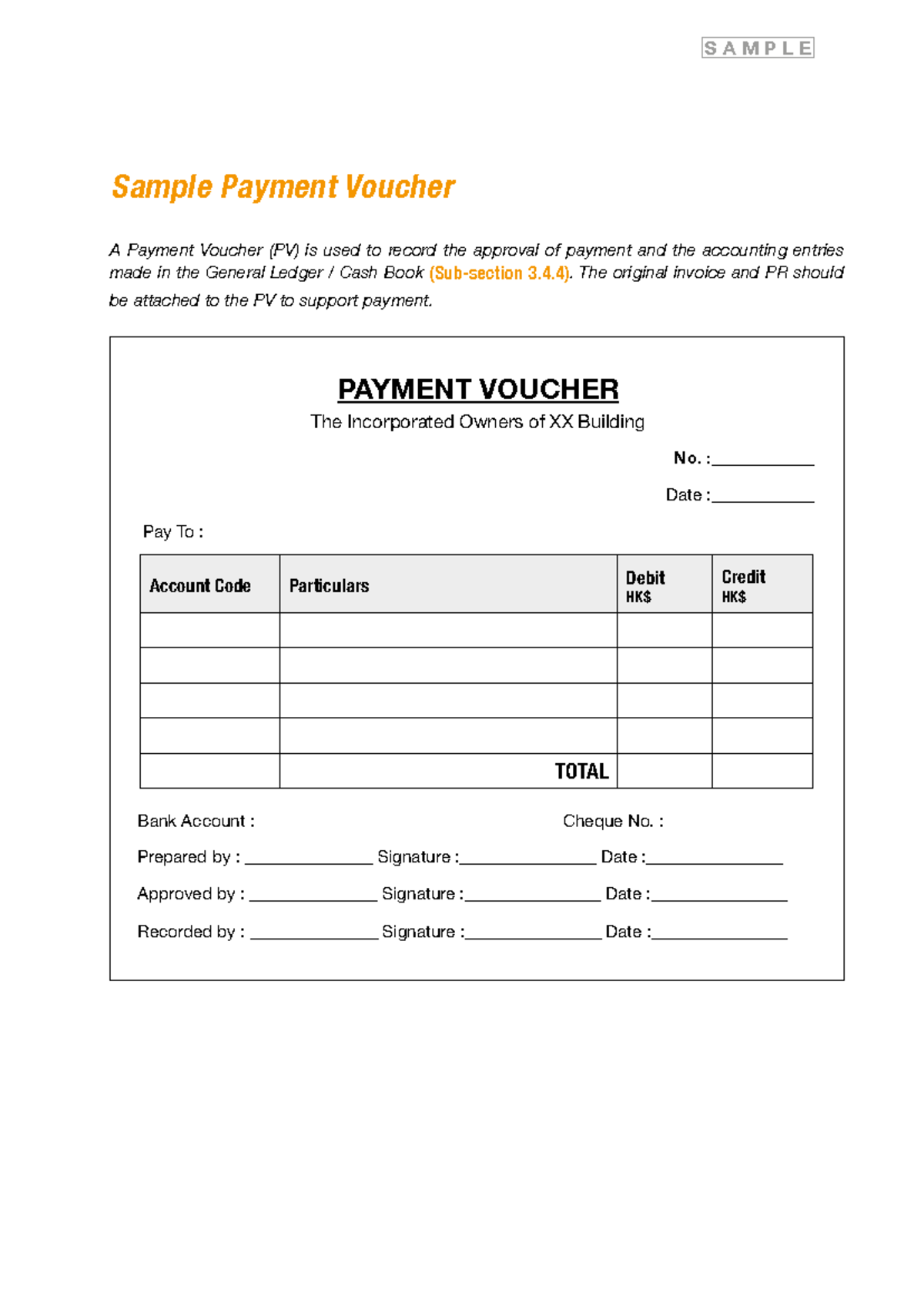 Payment voucher sample-5459610 - A Payment Voucher (PV) is used to ...