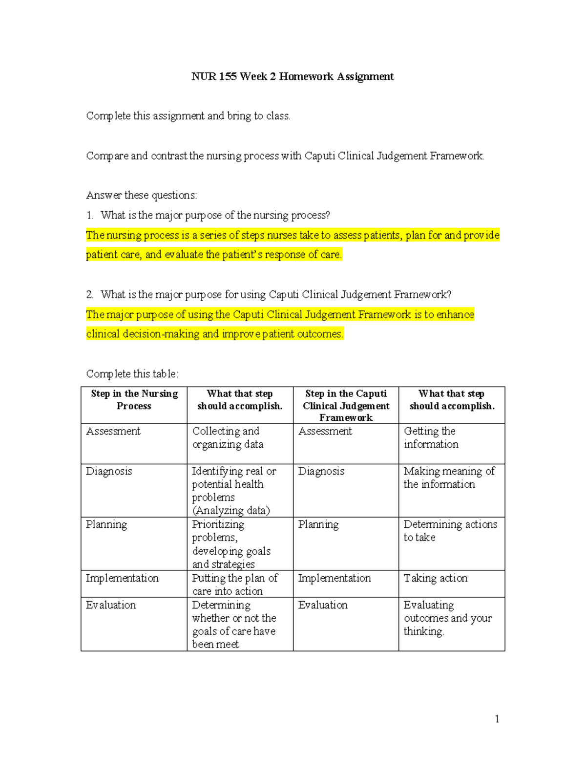 NUR 155 Week 2-Pre-Class Assignment-student - NUR 155 Week 2 Homework ...