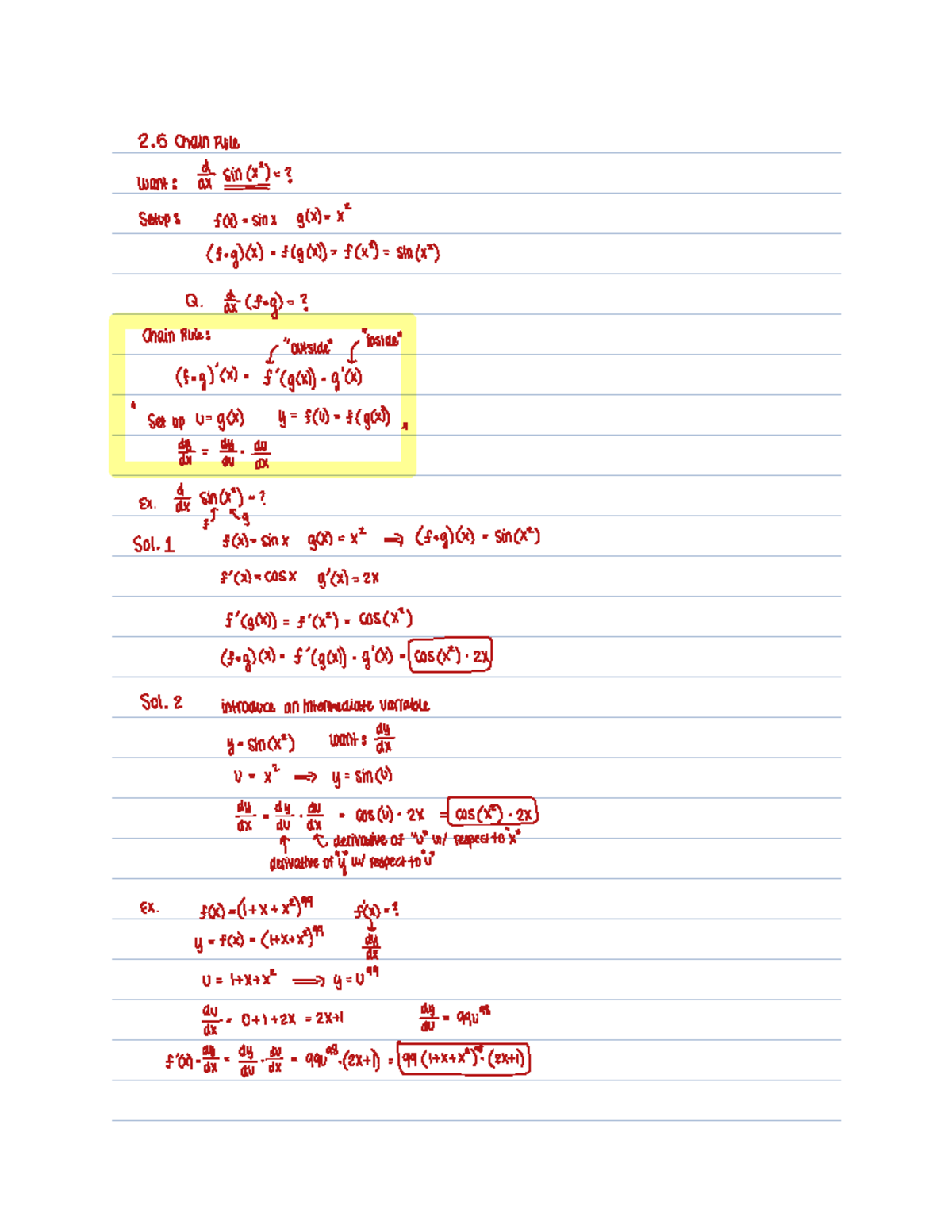 2.5 Chain Rule + 2.6 Implicit Differentiation - MATH 1206 - Studocu