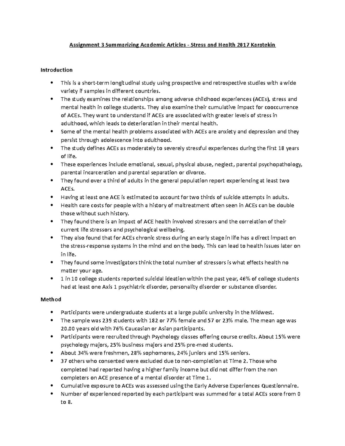 Assignment 3 - Summarizing Academic Articles - The study examines the ...