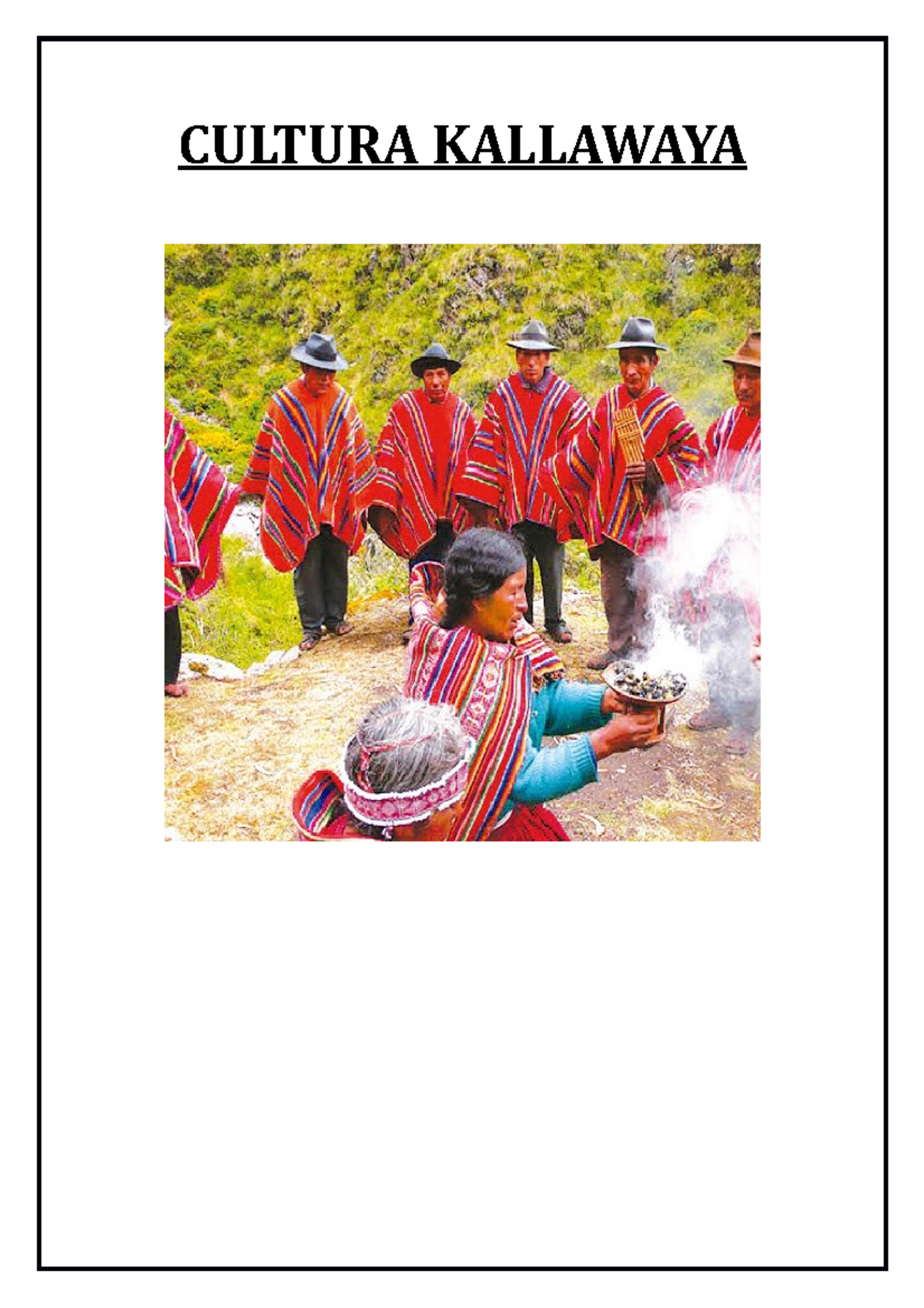 Cultura Kallawaya - Psichiatria psicodinamica - CULTURA KALLAWAYA ...