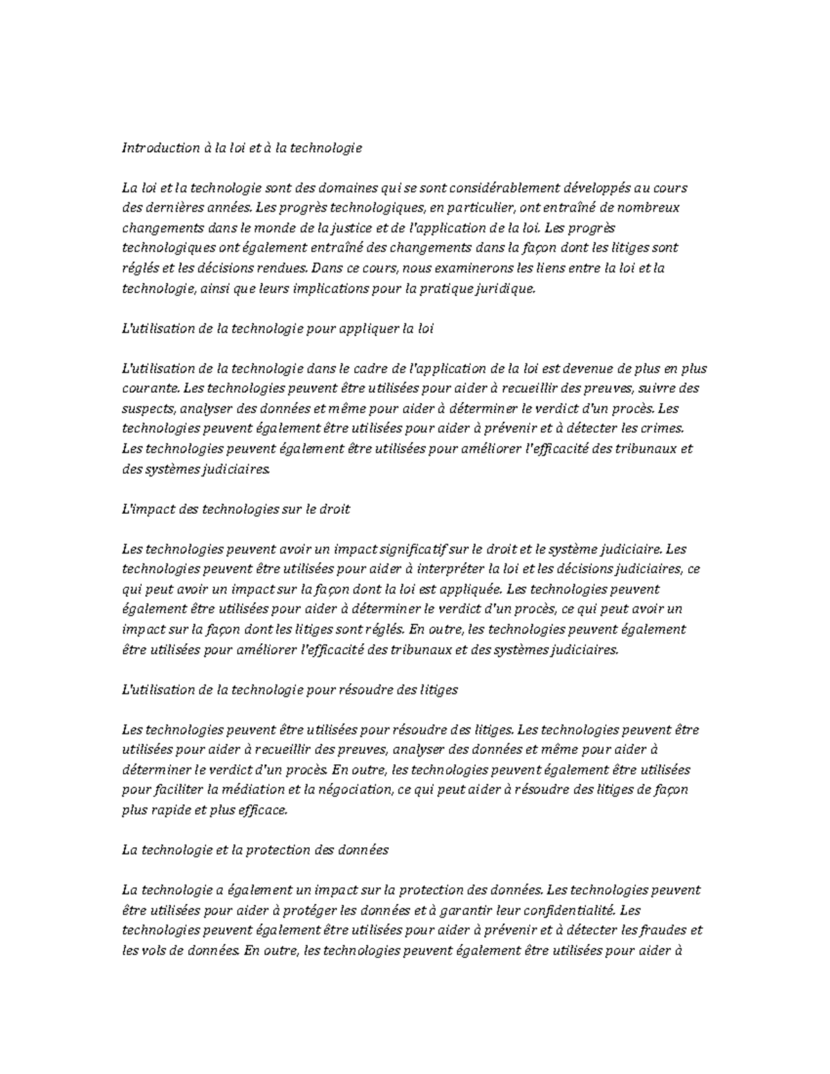Law and Technology;;;;;;;;; Notes de cours - Introduction à la loi et à ...