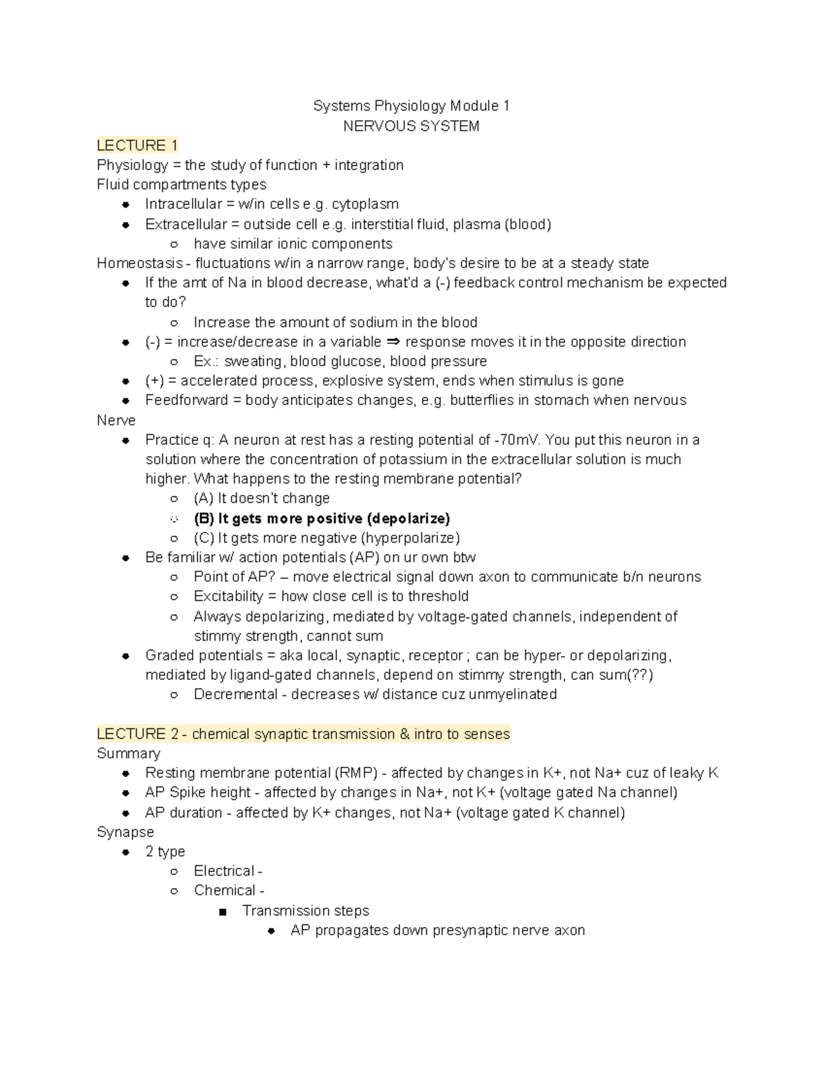 Nervous System (System Physiology) - Systems Physiology Module 1 ...
