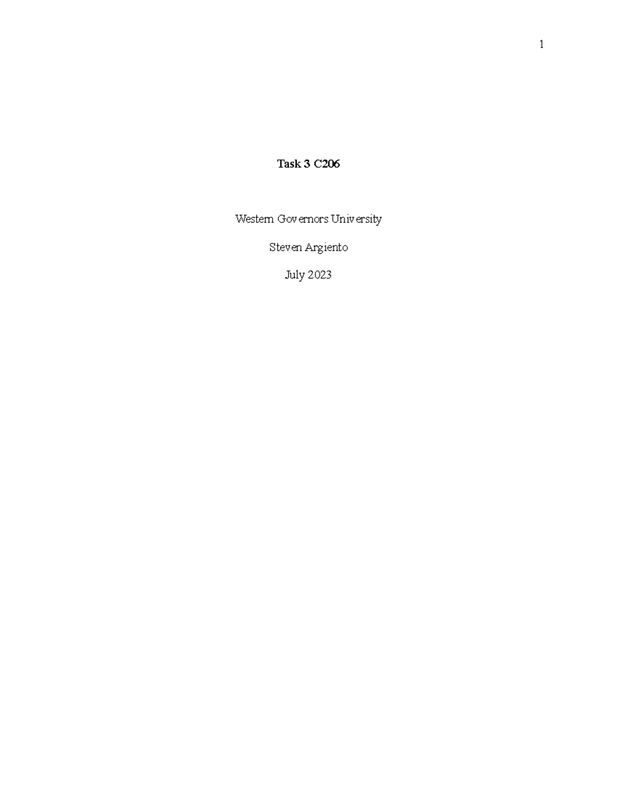 C206 Task3 - Task 3 Ethical Leadership- Passed - Task 3 C Western Governors University Steven ...