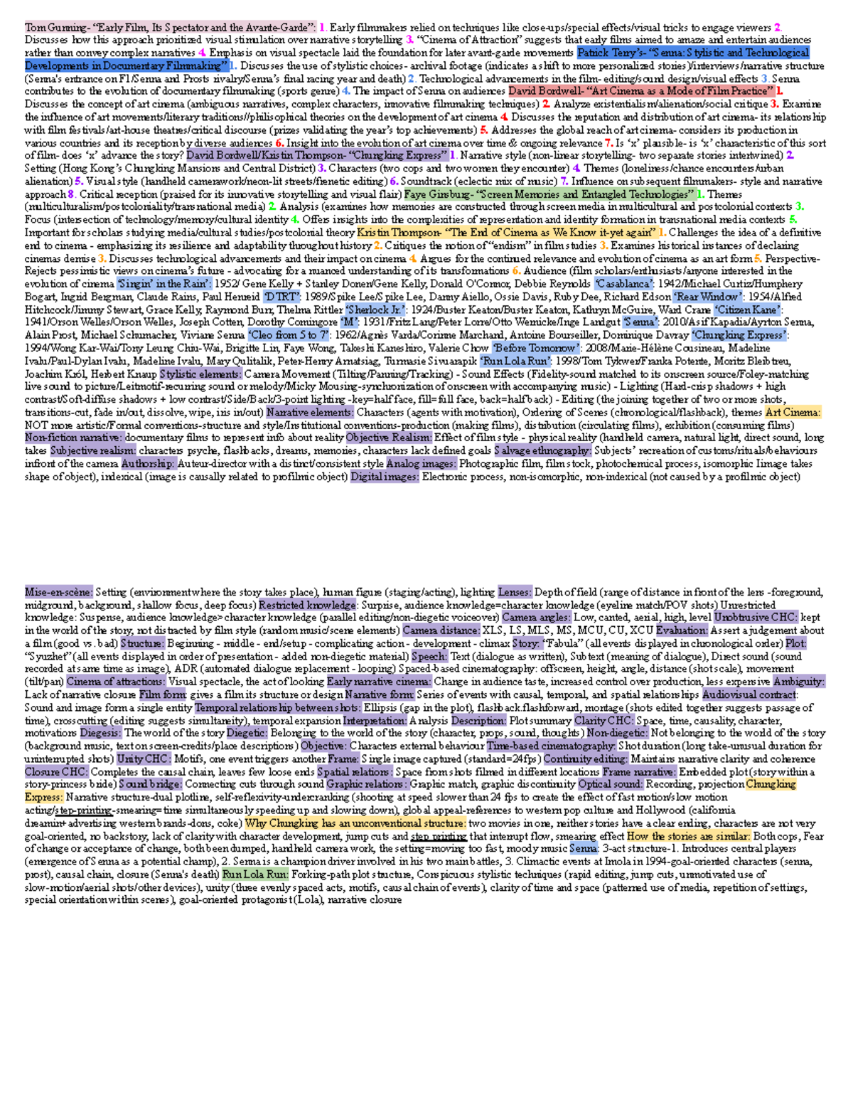 FS101 Cheat Sheet - Tom Gunning- “Early Film, Its Spectator and the ...