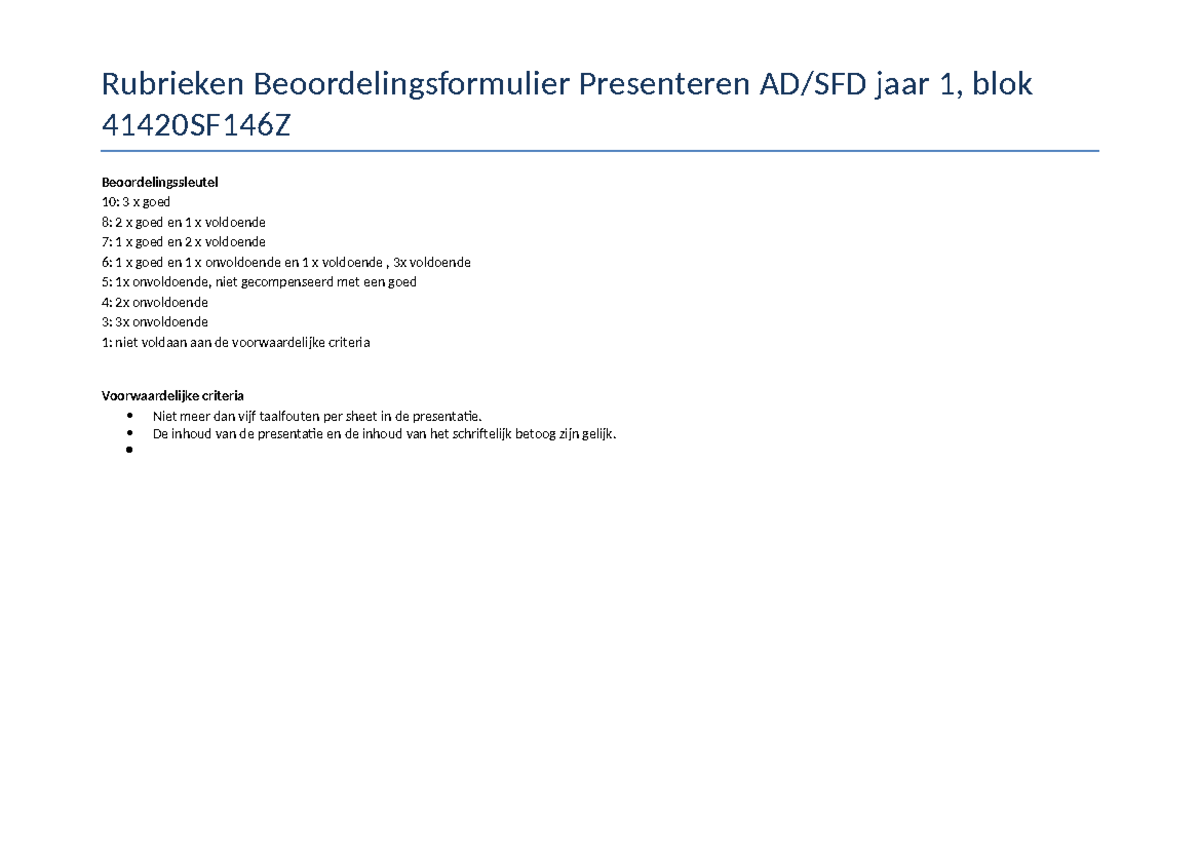Adsfd Beoordelingsformulier Presenteren - Rubrieken Beoordelingsformulier Presenteren AD/SFD ...