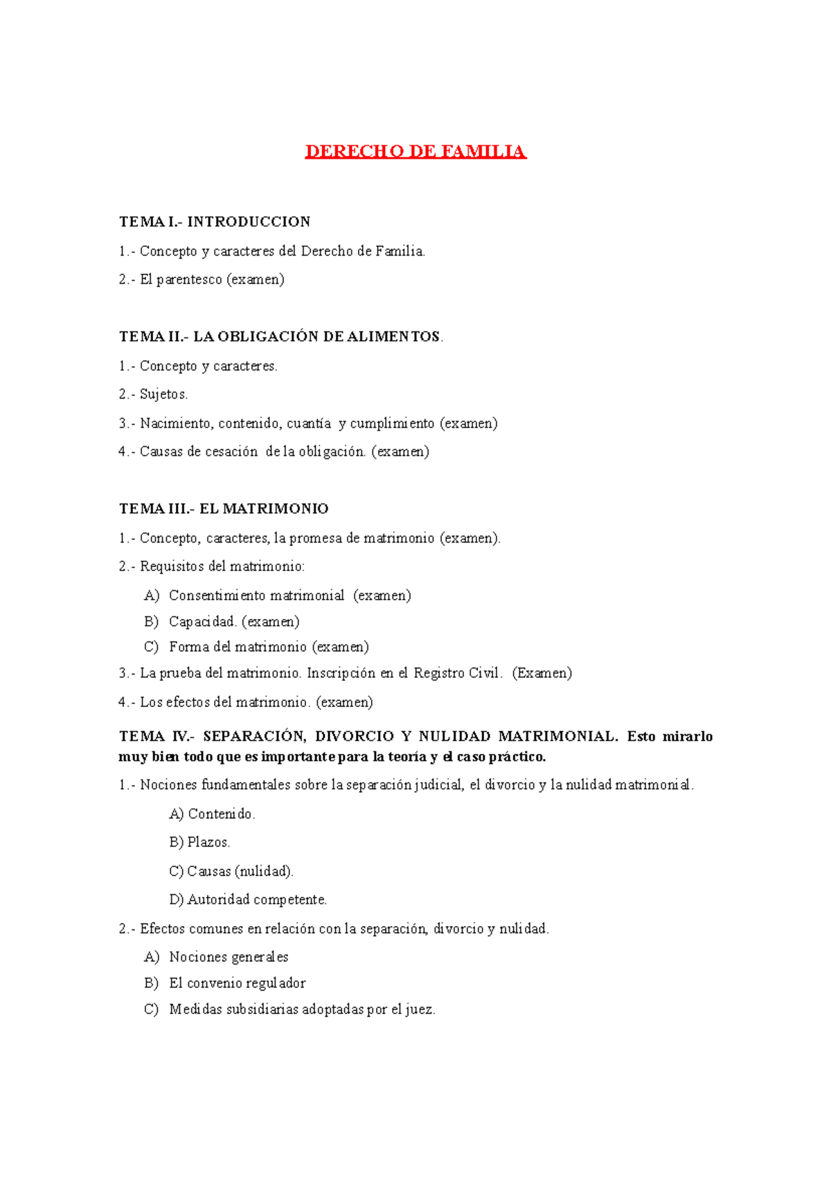 Derecho De Familia - DERECHO DE FAMILIA TEMA I.- INTRODUCCION 1.- Concepto y caracteres del ...