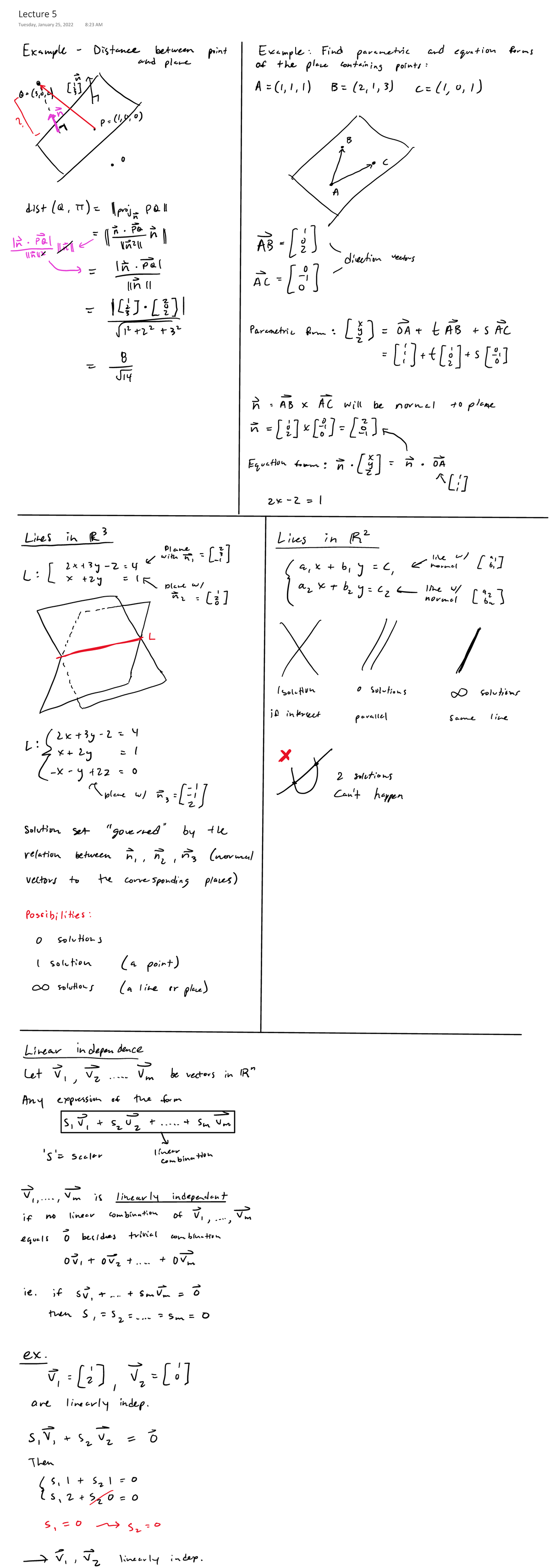 Lecture 5 - Linear system notes 3 - MATH 152 - Lecture Tuesday, January ...
