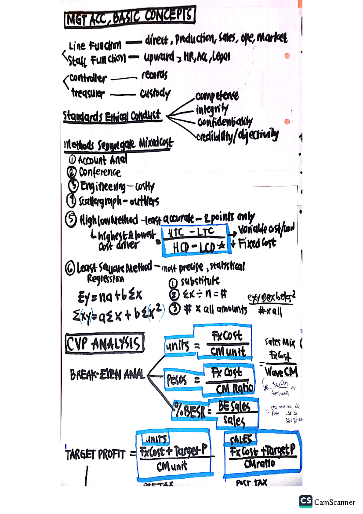 MAS - MAS formulas and notes - MGT ACC, BASIC CONCEPTS Line Function ...