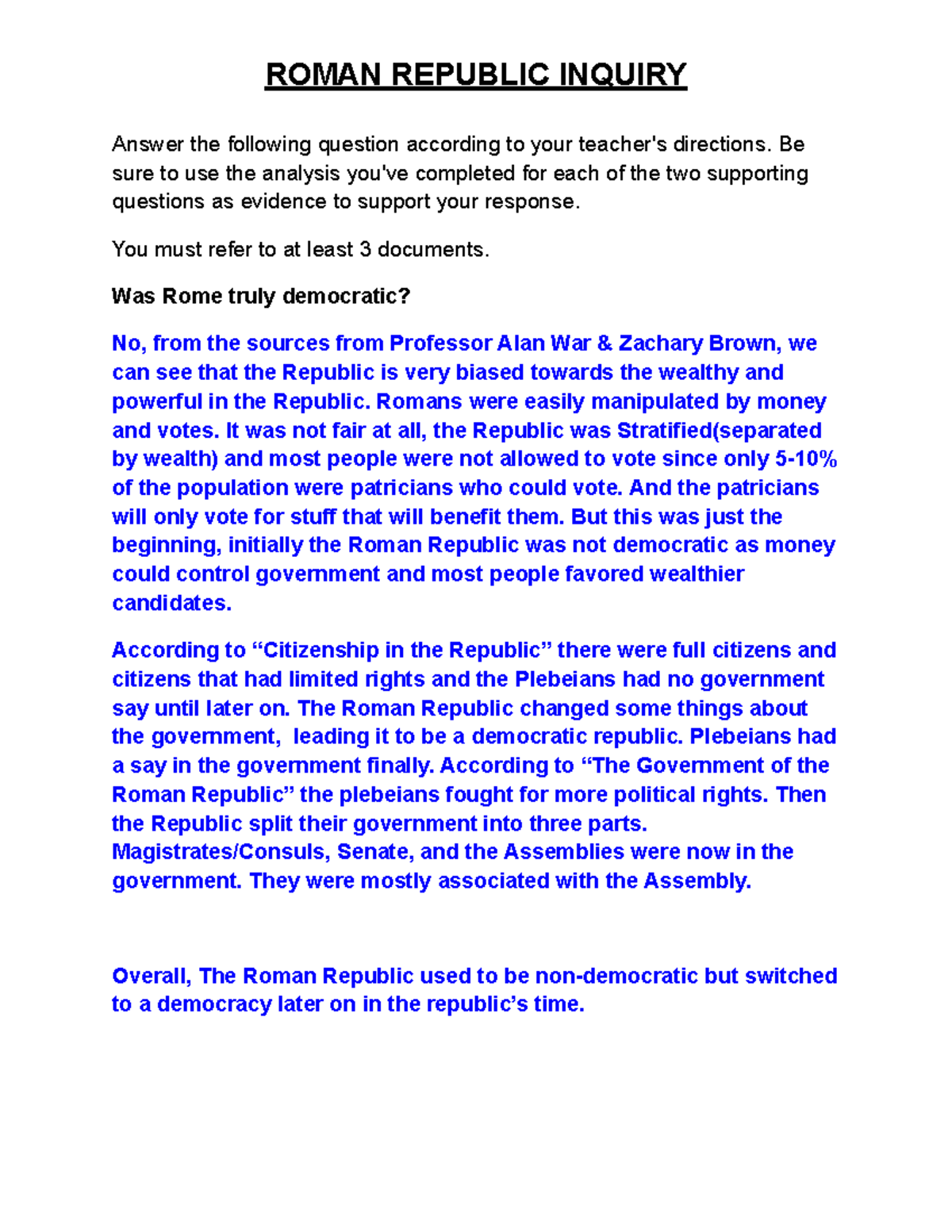 Aayaan Khan - Roman Republic Inquiry - 3035890 - ROMAN REPUBLIC INQUIRY ...