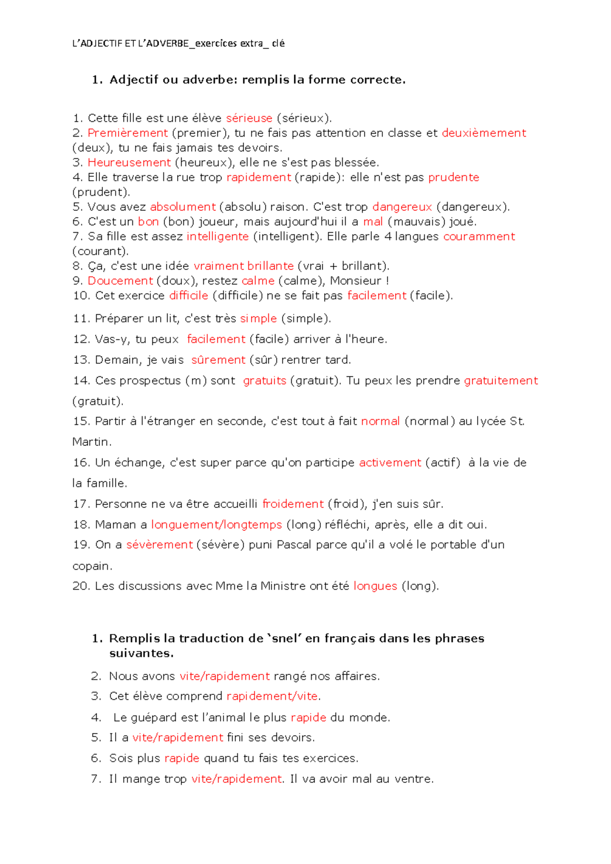 L'adverbe exercices extra clé - L’ADJECTIF ET L’ADVERBE_exercices extra ...