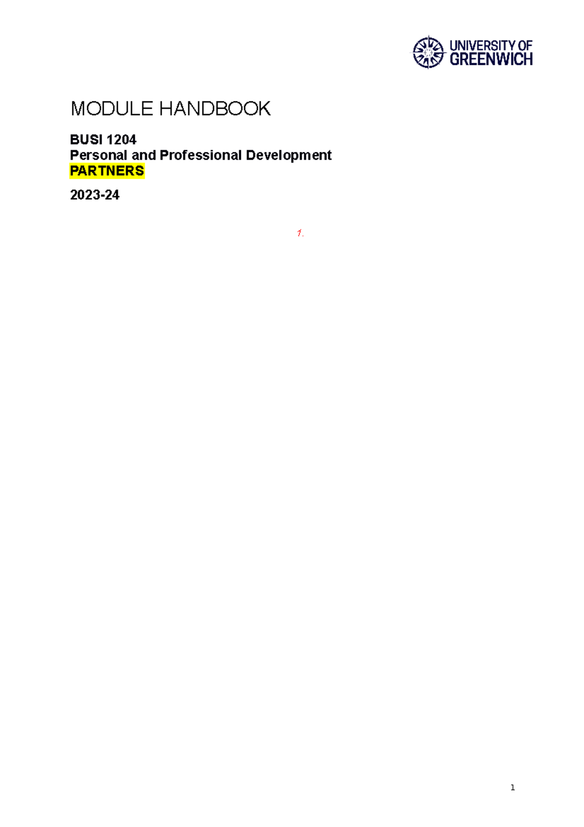 BUSI 1204 Partners Module Handbook 2023-24 - MODULE HANDBOOK BUSI 1204 ...