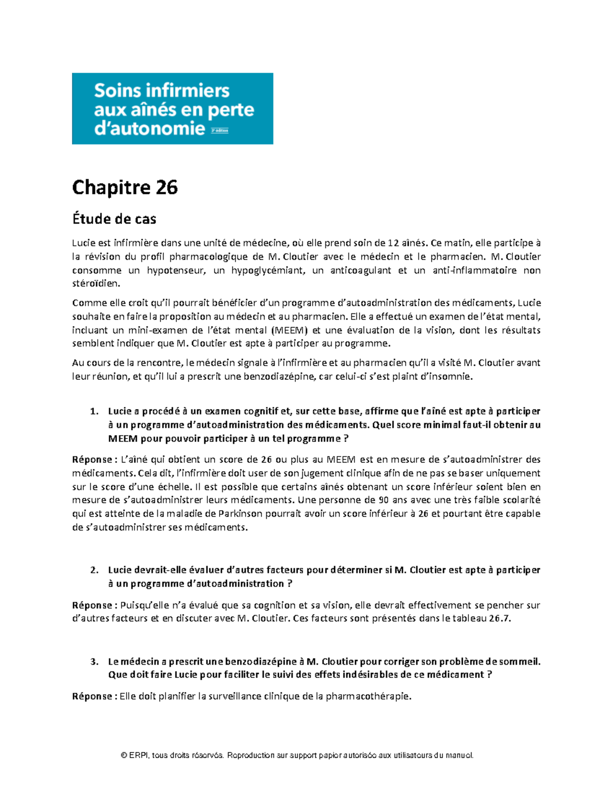 Etude de cas chap - Note de cours pratique infirmière V - © ERPI, tous ...