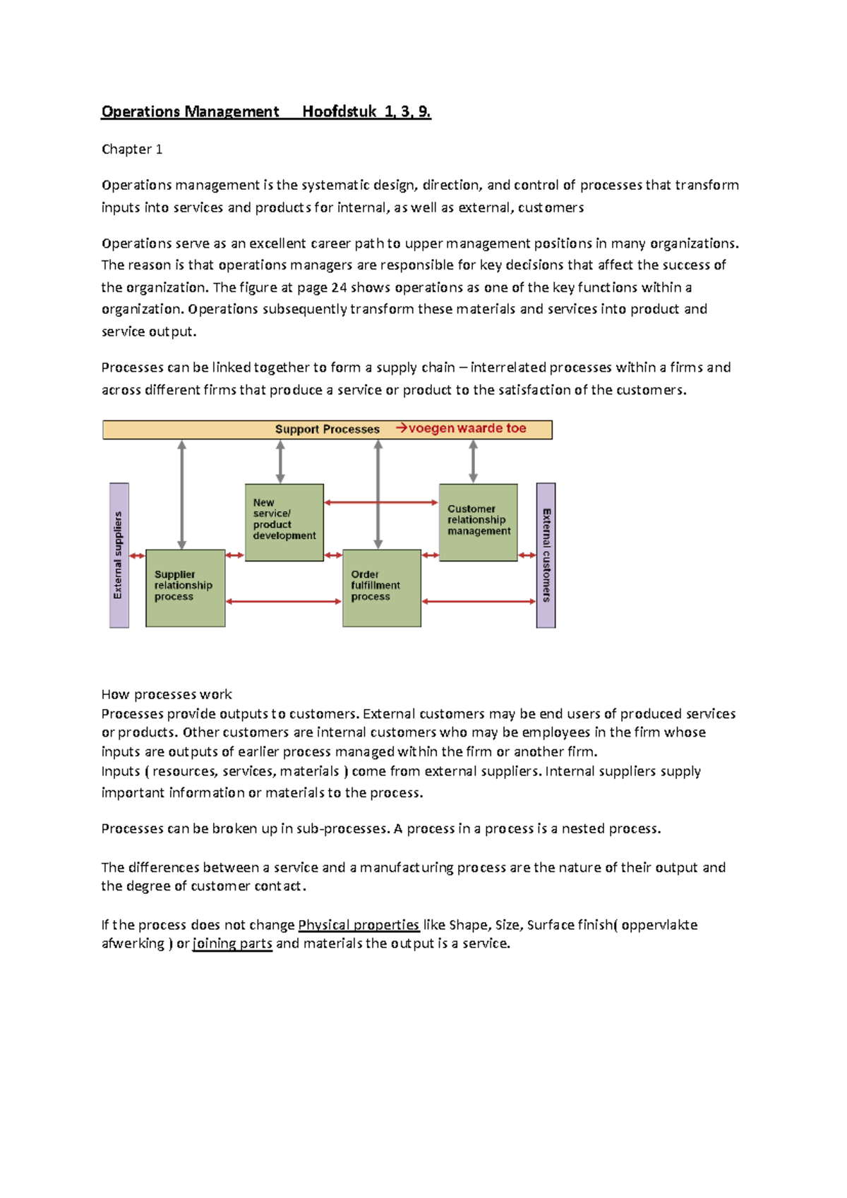 Summary Operations Management, - H1,3,9 - Operations Management ...