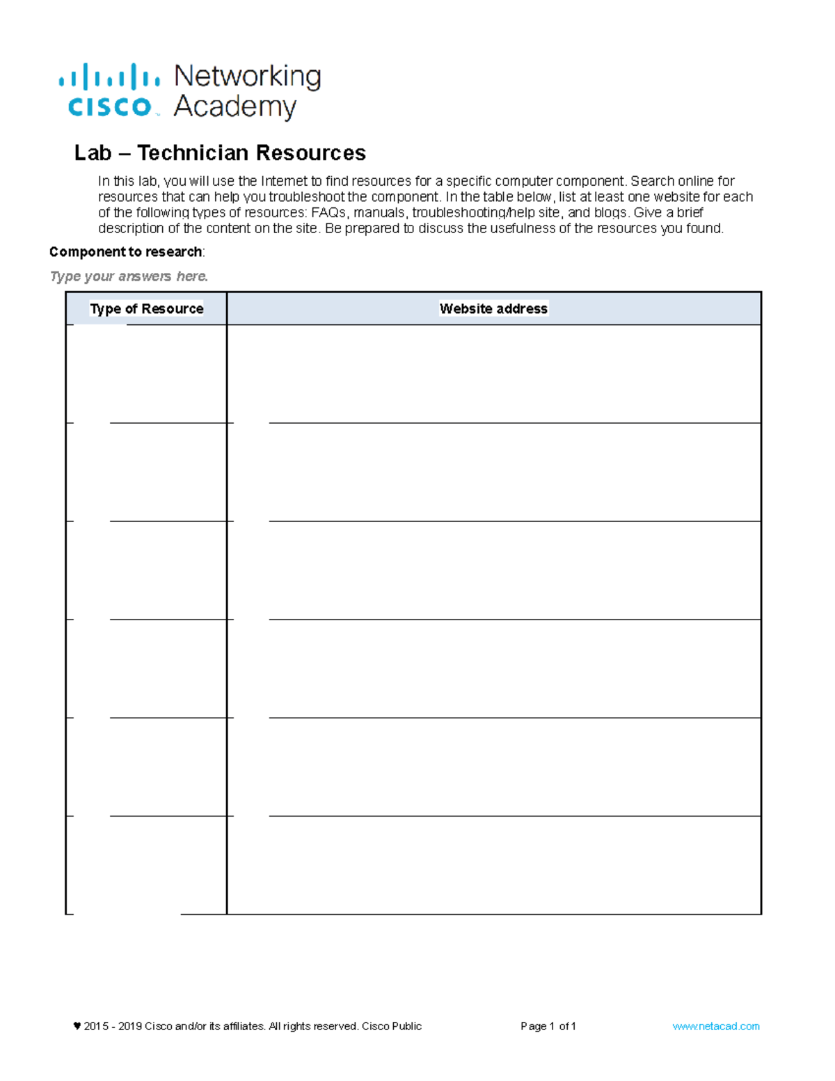 14.1.1.2 Lab - Technician Resources - Lab – Technician Resources In ...