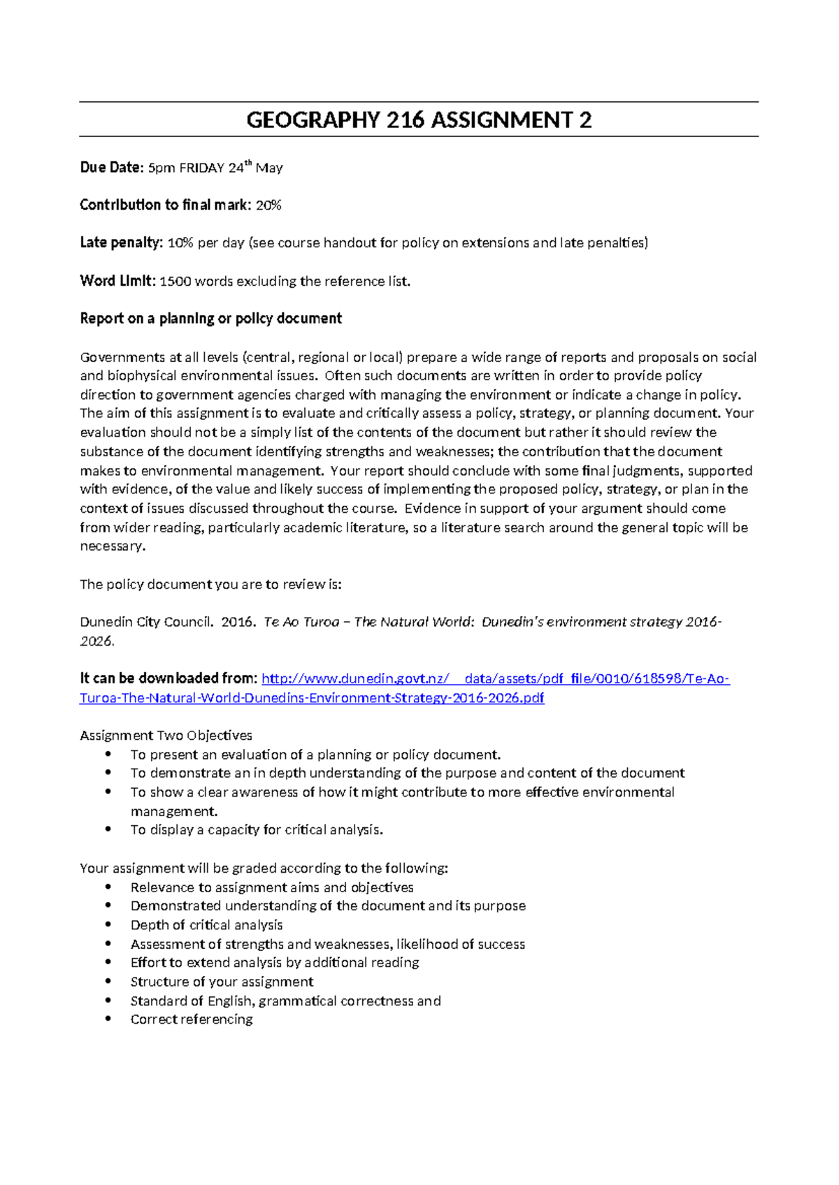 Geography 216 Assignment 2 Details 2024 - GEOGRAPHY 216 ASSIGNMENT 2 ...