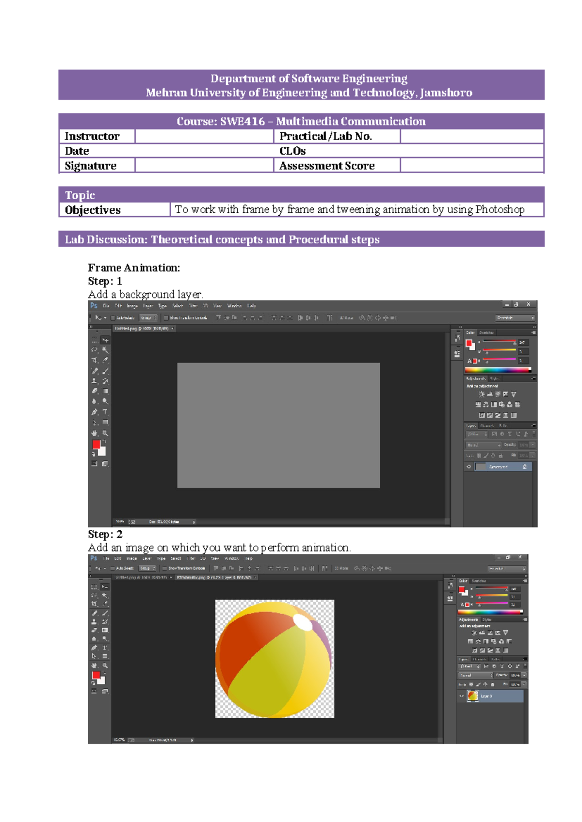 Animation in Photoshop - Department of Software Engineering Mehran ...