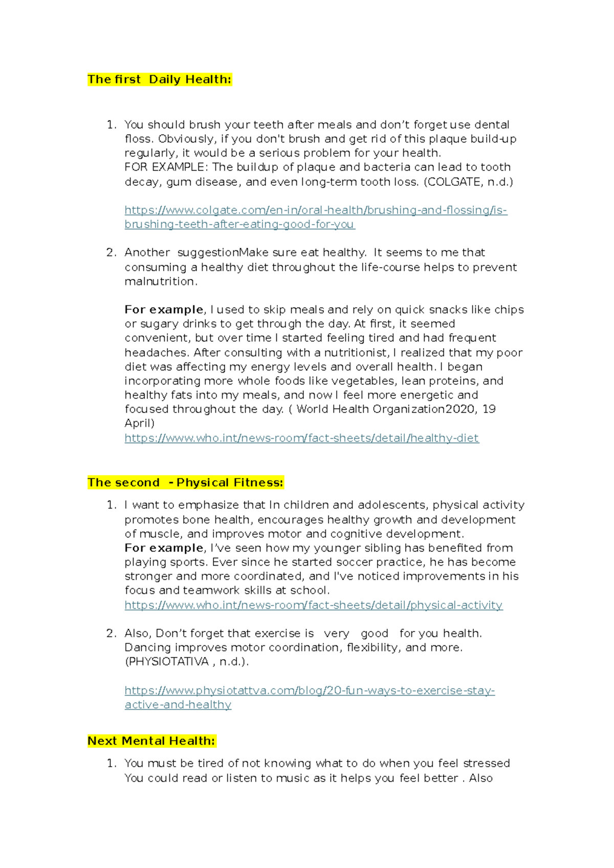 Project Advance - ALGUNAS SUGERENCIAS PARA EL PORYECTO FINAL - The ...