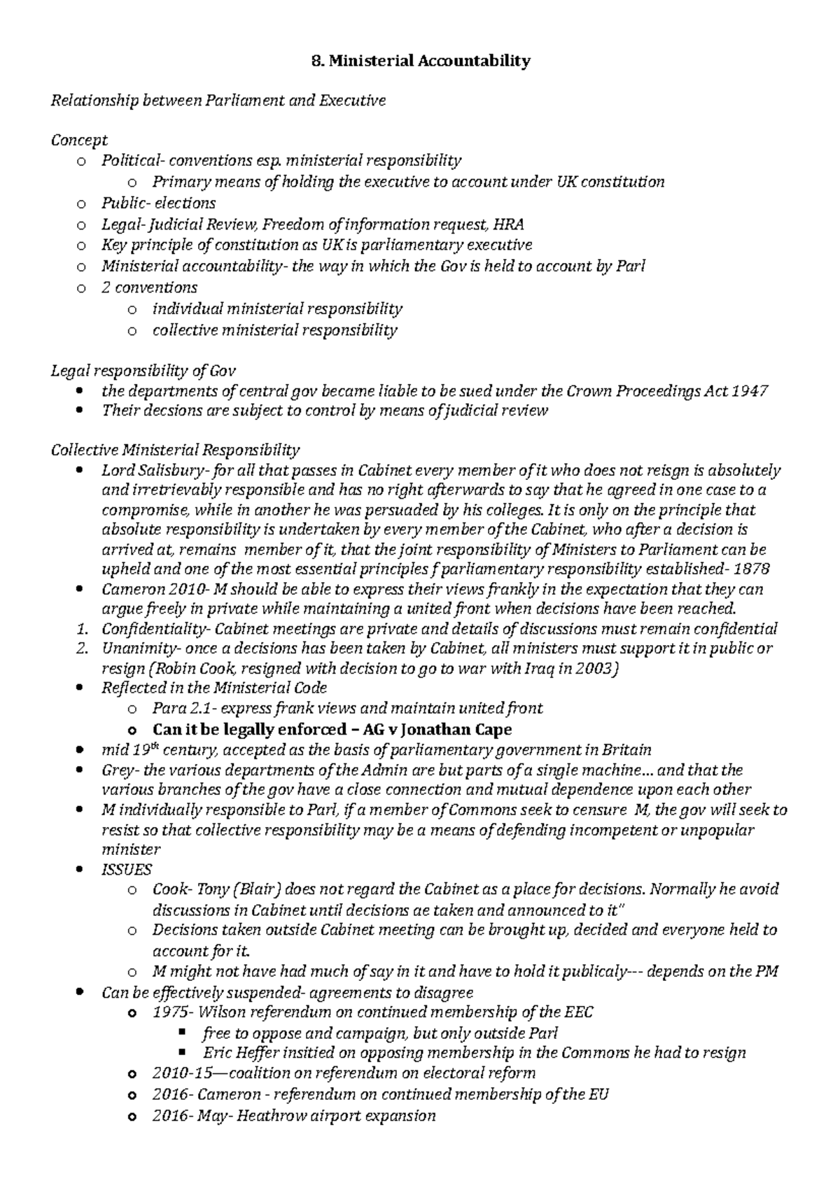 8 ministerial accoutability - 8. Ministerial Accountability ...
