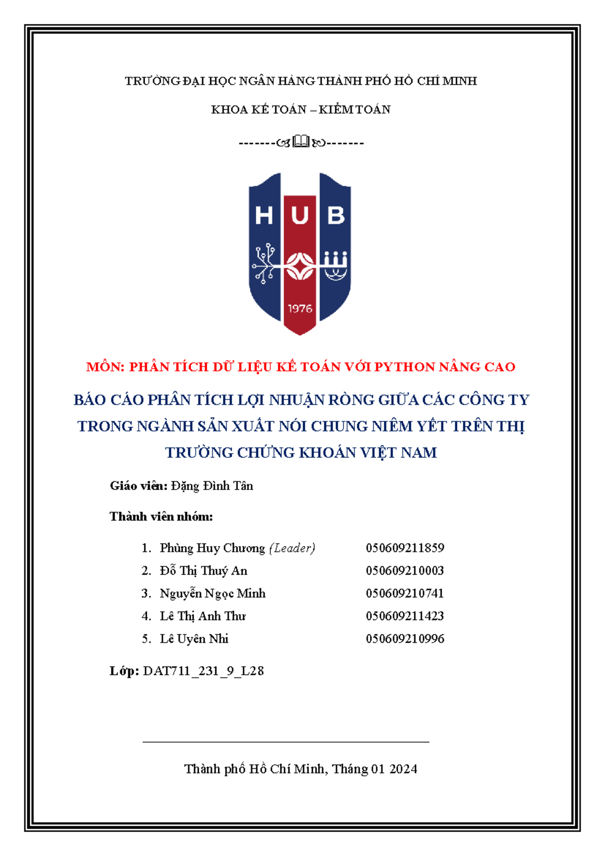 Bài báo cáo Python - TRƯỜNG ĐẠI HỌC NGÂN HÀNG THÀNH PHỐ HỒ CHÍ MINH ...