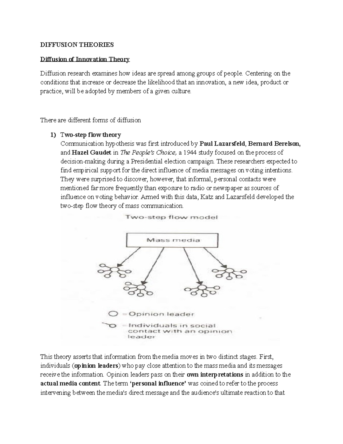 Diffusion- Theories - Notes - DIFFUSION THEORIES Diffusion of ...
