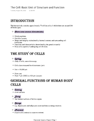 Functional Anatomy Chapter 2 - Introduction The human body contains ...