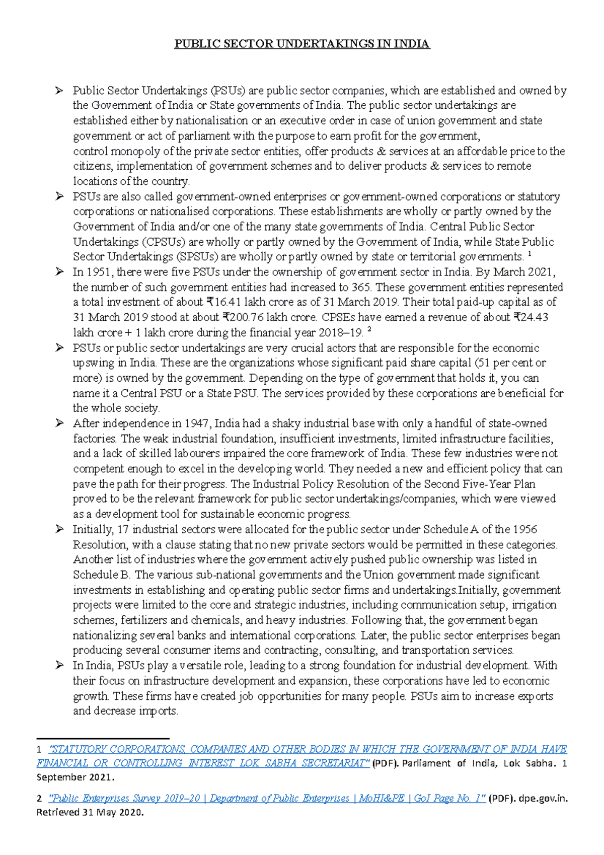 Generic info of PSU - fyhocoohcgic - PUBLIC SECTOR UNDERTAKINGS IN ...