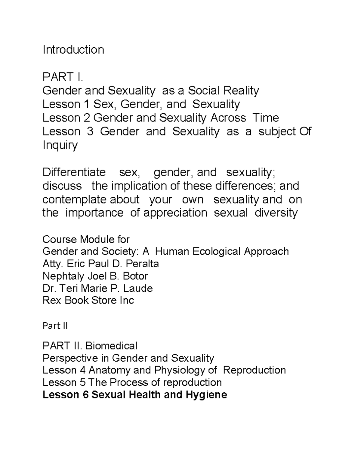 Introduction gender and society - Introduction PART I. Gender and ...