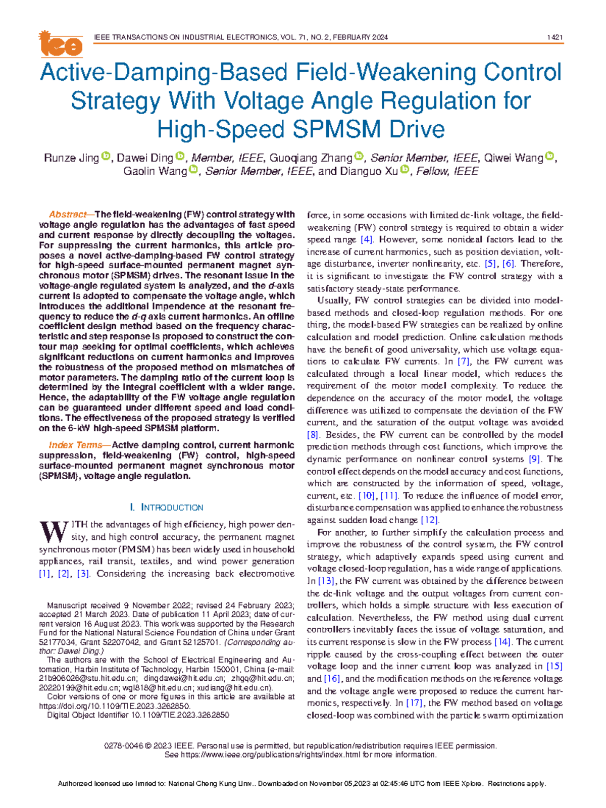 Active-Damping-Based Field-Weakening Control Strategy With Voltage ...
