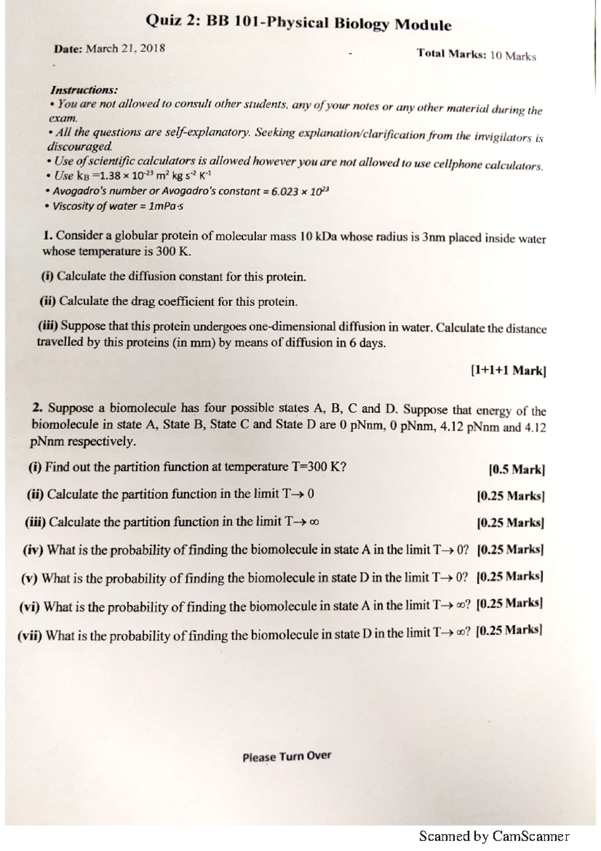 BB101 Quiz - PRACTISE - Biology - Scanned by CamScanner Scanned by ...