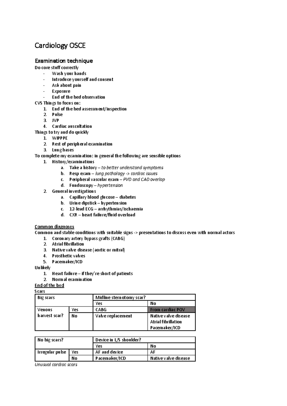 Cardio - Cardiology OSCE Examination technique Do core stuff correctly ...