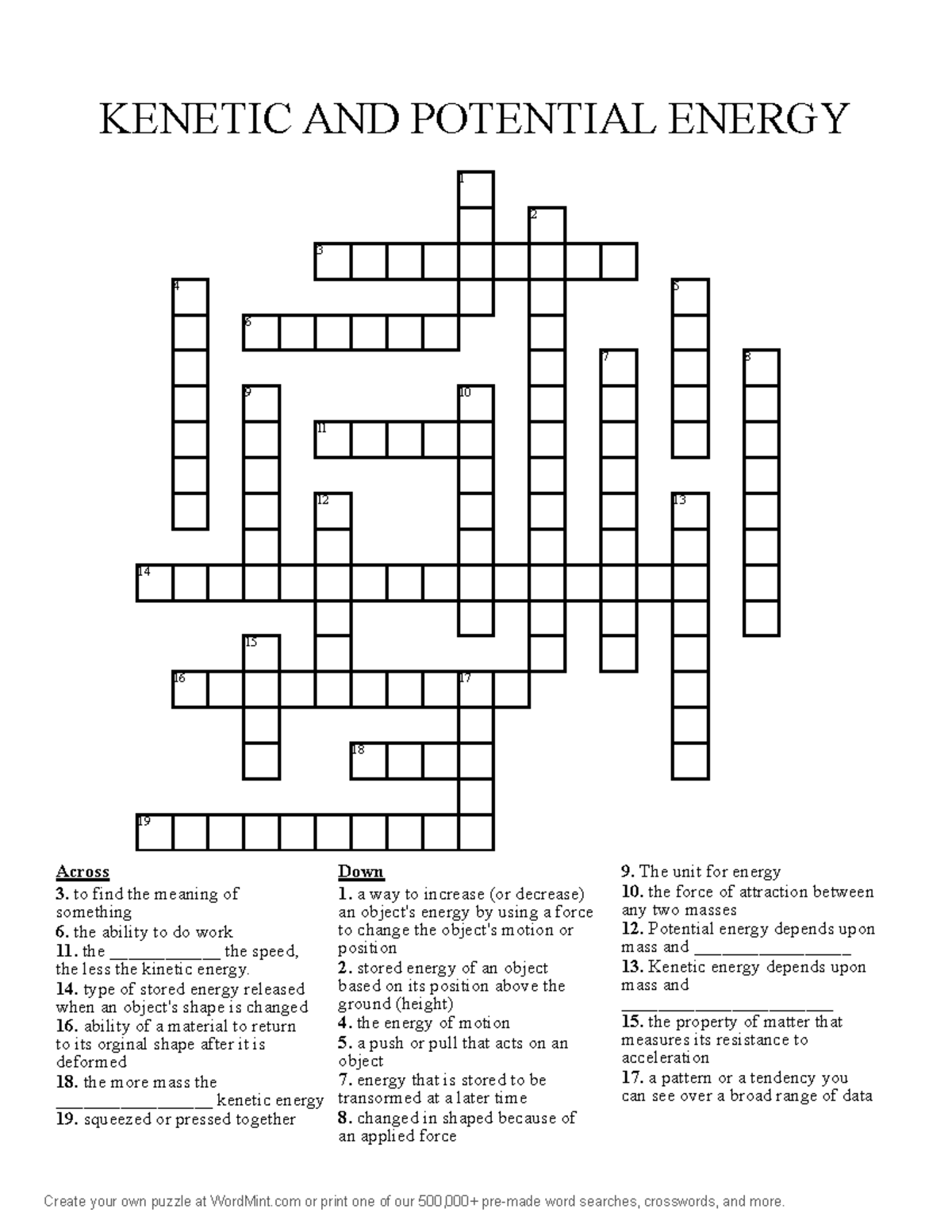 Kenetic AND Potential Energy 9b616 616320 c1 - Create your own puzzle ...