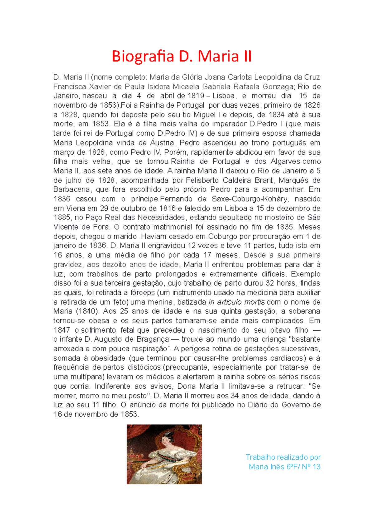 Biografia D. Maria II - Biografia D. Maria II D. Maria II (nome ...