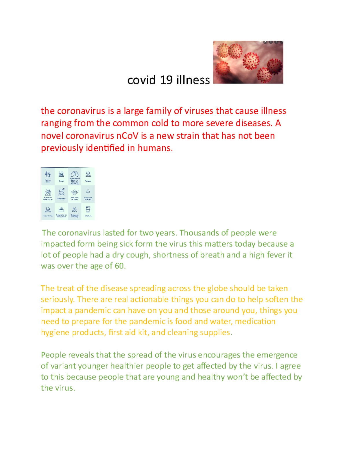 Covid 19 illness - this notes for English 101 - covid 19 illness the ...