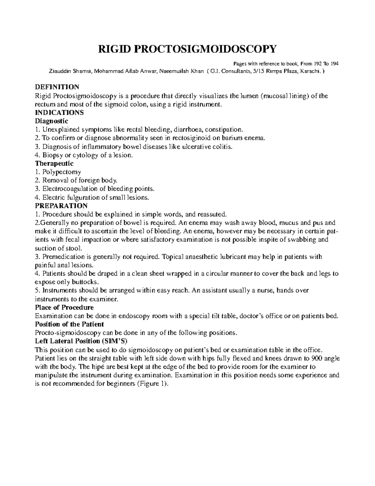 Colorectal Examination - RIGID PROCTOSIGMOIDOSCOPY Pages with reference ...